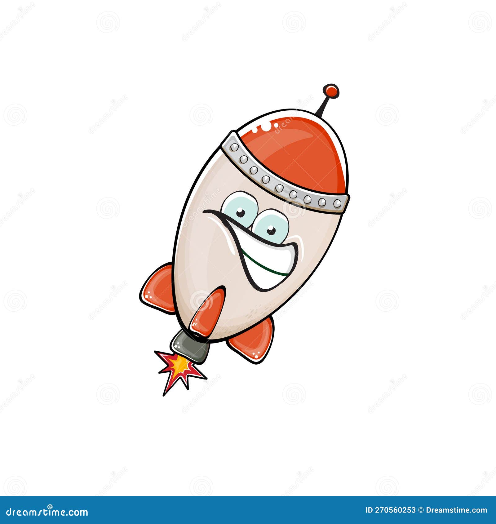 Rocket Spaceship Character. Cartoon Space Rocket Isolated on White ...