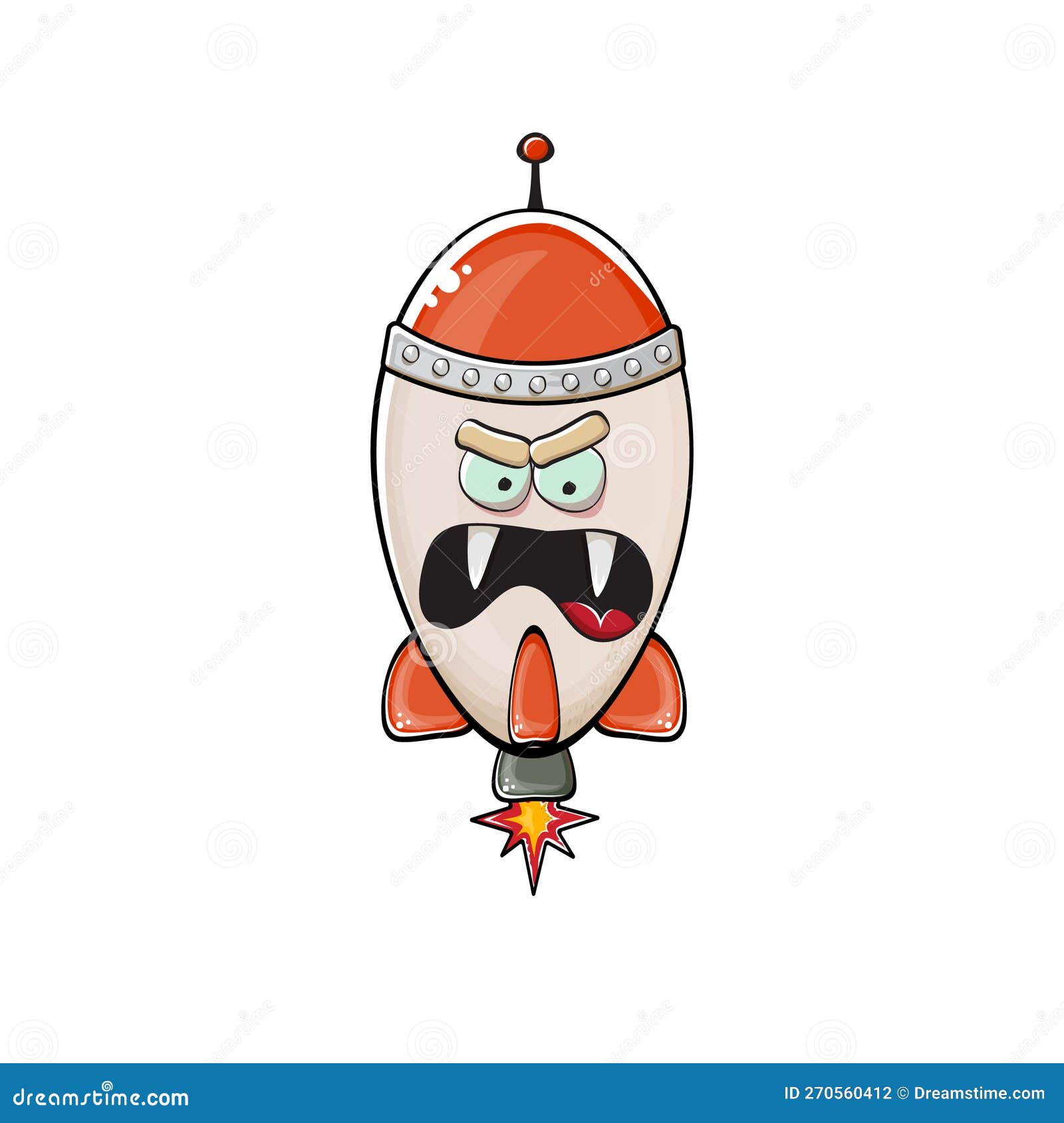 Rocket Spaceship Character. Cartoon Space Rocket Isolated on White ...