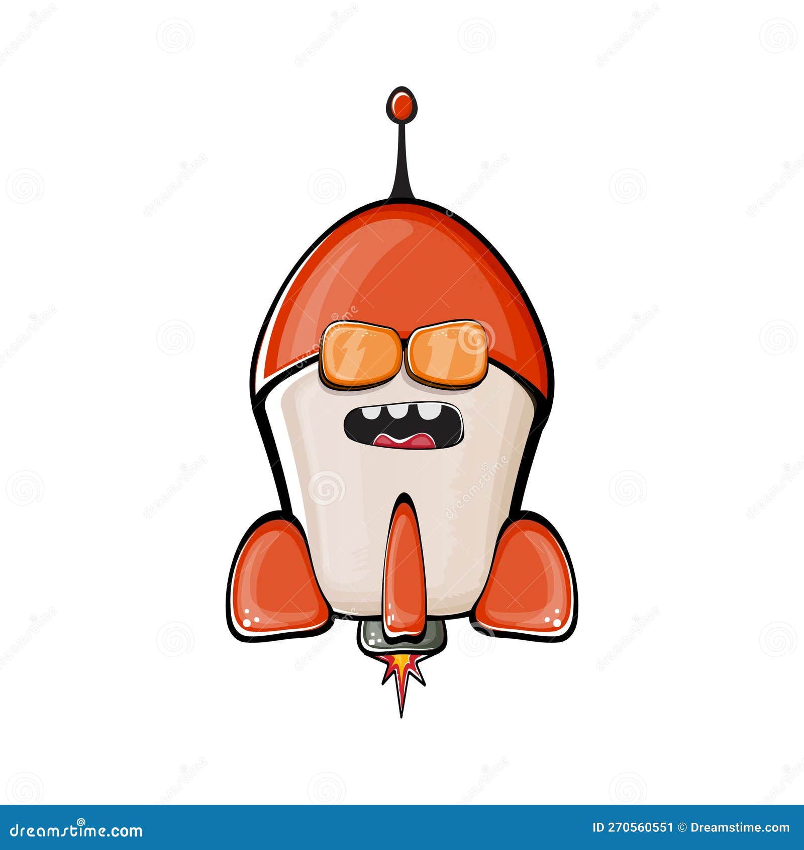 Rocket Spaceship Character. Cartoon Space Rocket Isolated on White ...