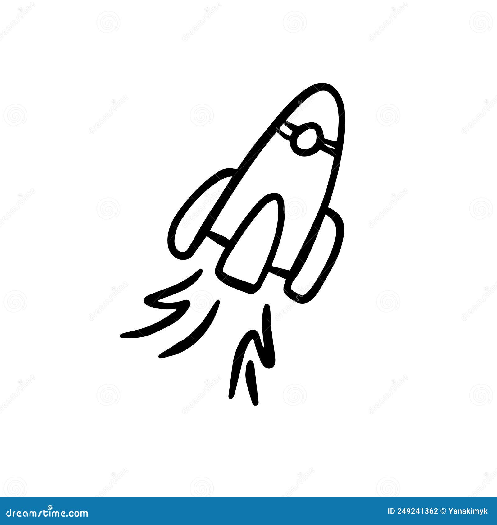 Rocket Spaceship Doodle Vector Hand Drawn Icon. Simple Sketch Outline ...