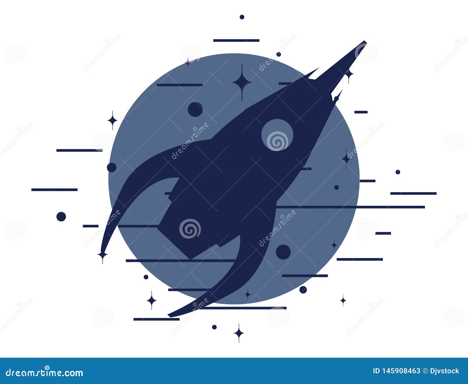 Rocket Spaceship Silhouette Stock Illustration - Illustration of ...