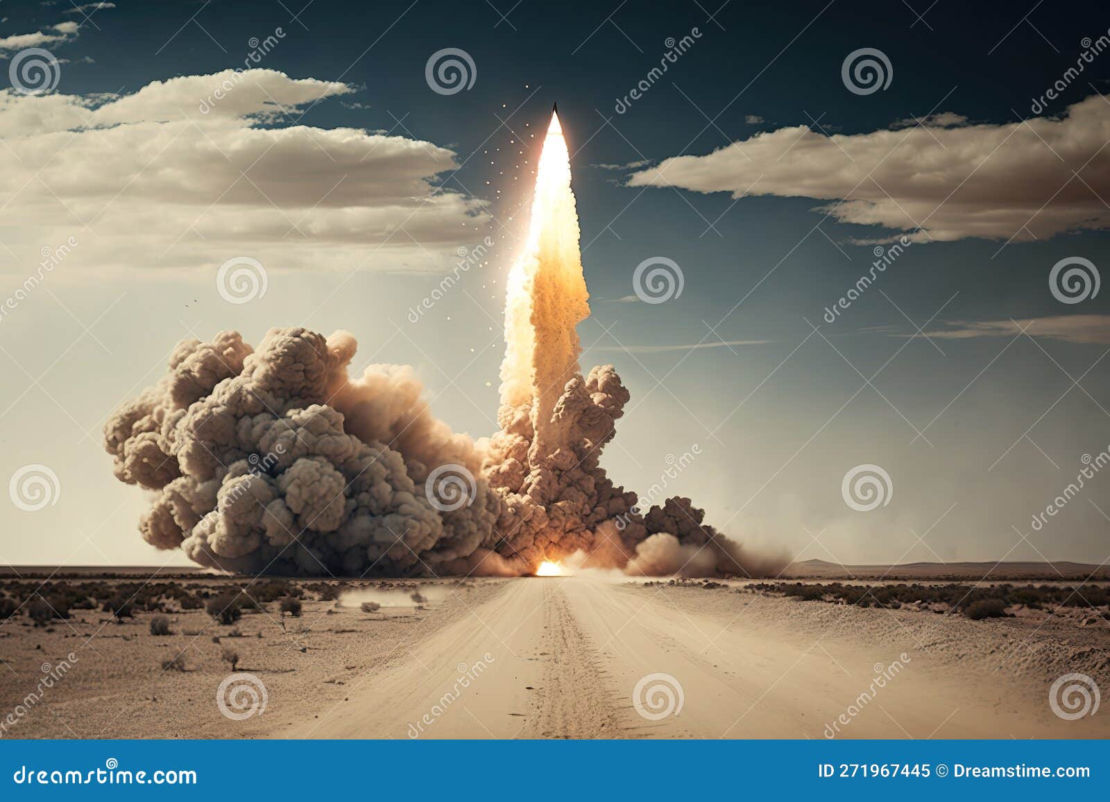 Rocket Spaceship Starting from Earth Stock Illustration - Illustration ...