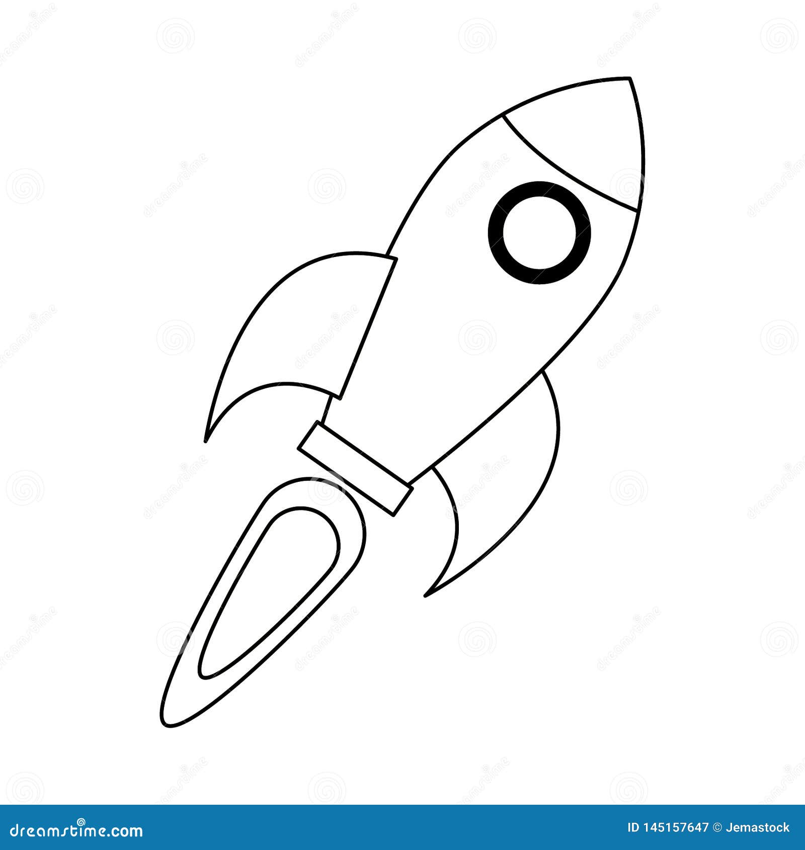 Rocket Spaceship Symbol Isolated in Black and White Stock Vector ...