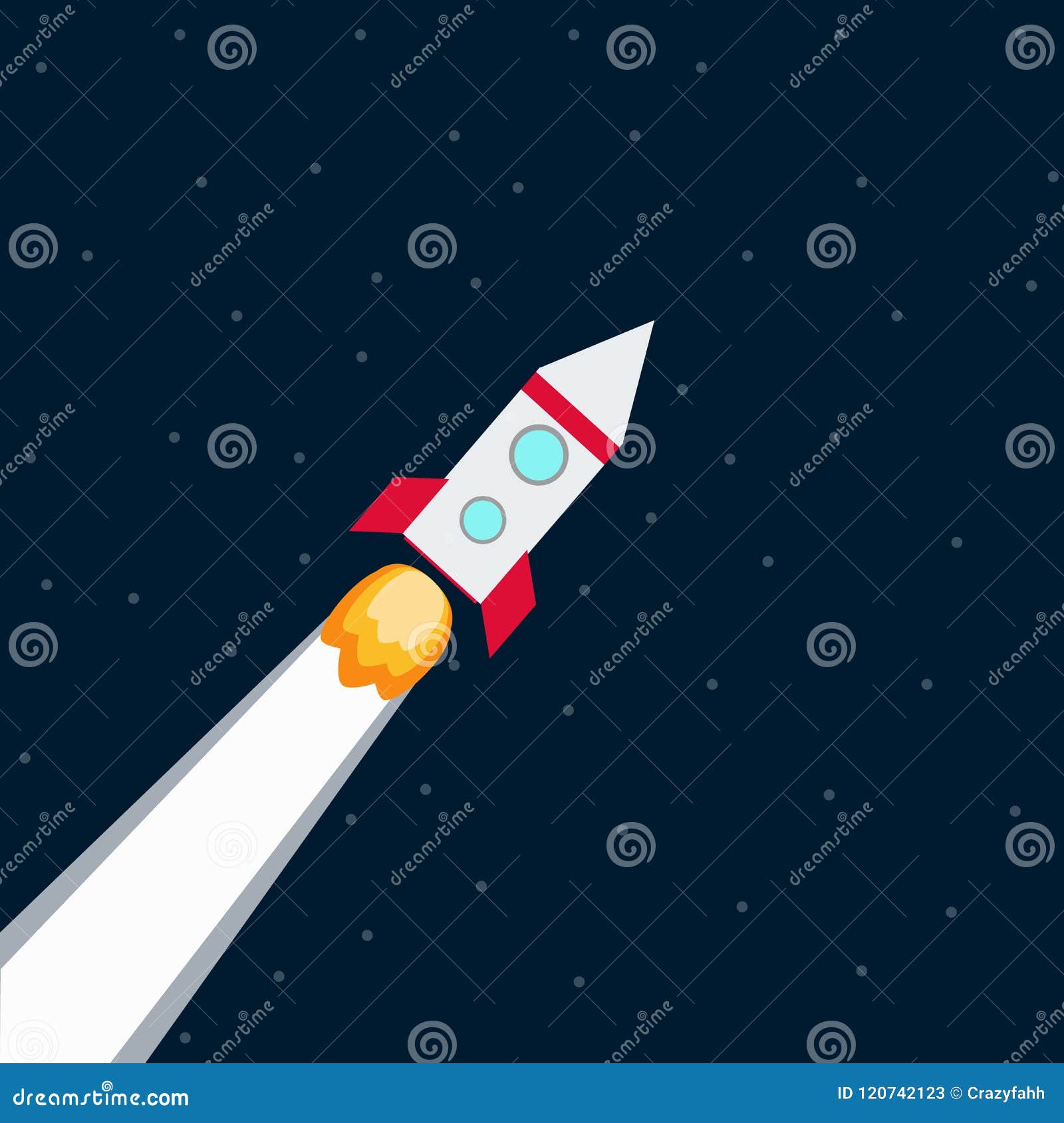 Rocket. Spaceship Take Off with Fire Stock Illustration - Illustration ...