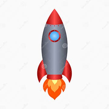 Rocket. Spaceship Take Off with Fire. Colored Space Ship Icon. Vector ...