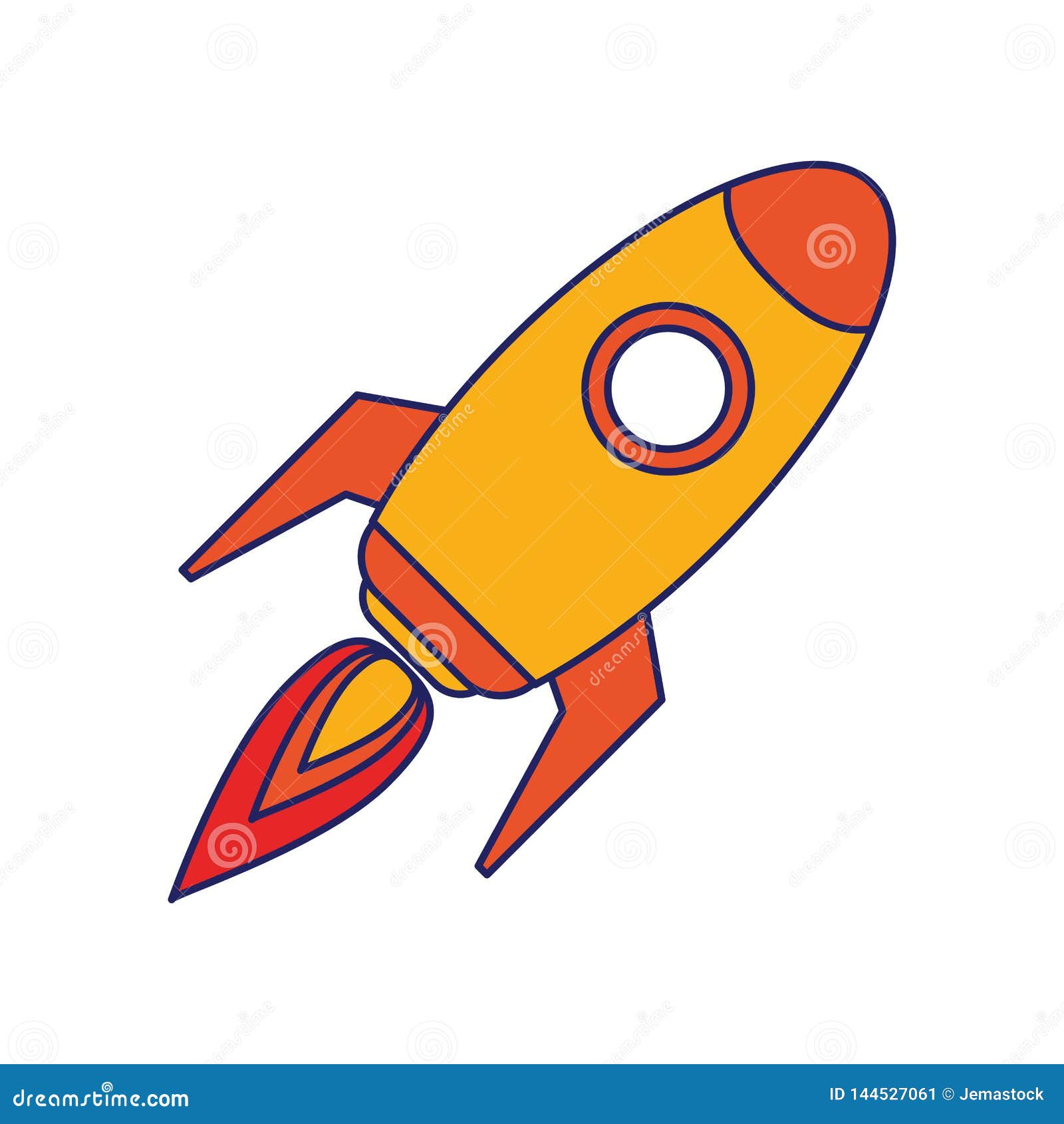 Rocket Spaceship Taking Off Symbol Blue Lines Stock Vector ...