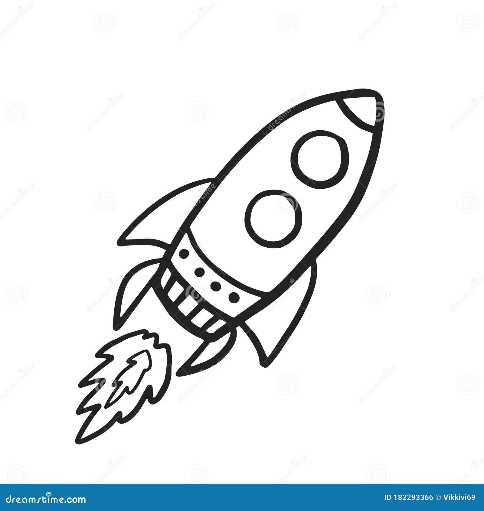 Rocket Spaceship. Vector Doodle Spaceship in Doodle Style Stock Vector ...