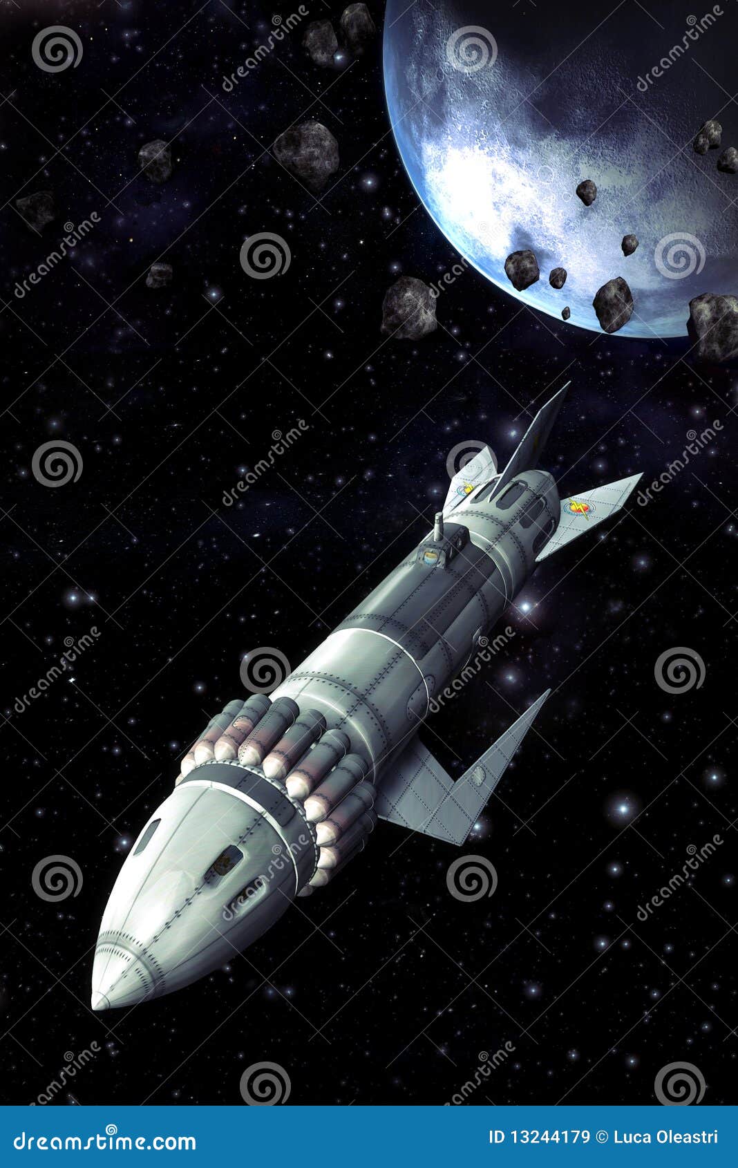Rocket spaceship vintage stock illustration. Illustration of orbit ...