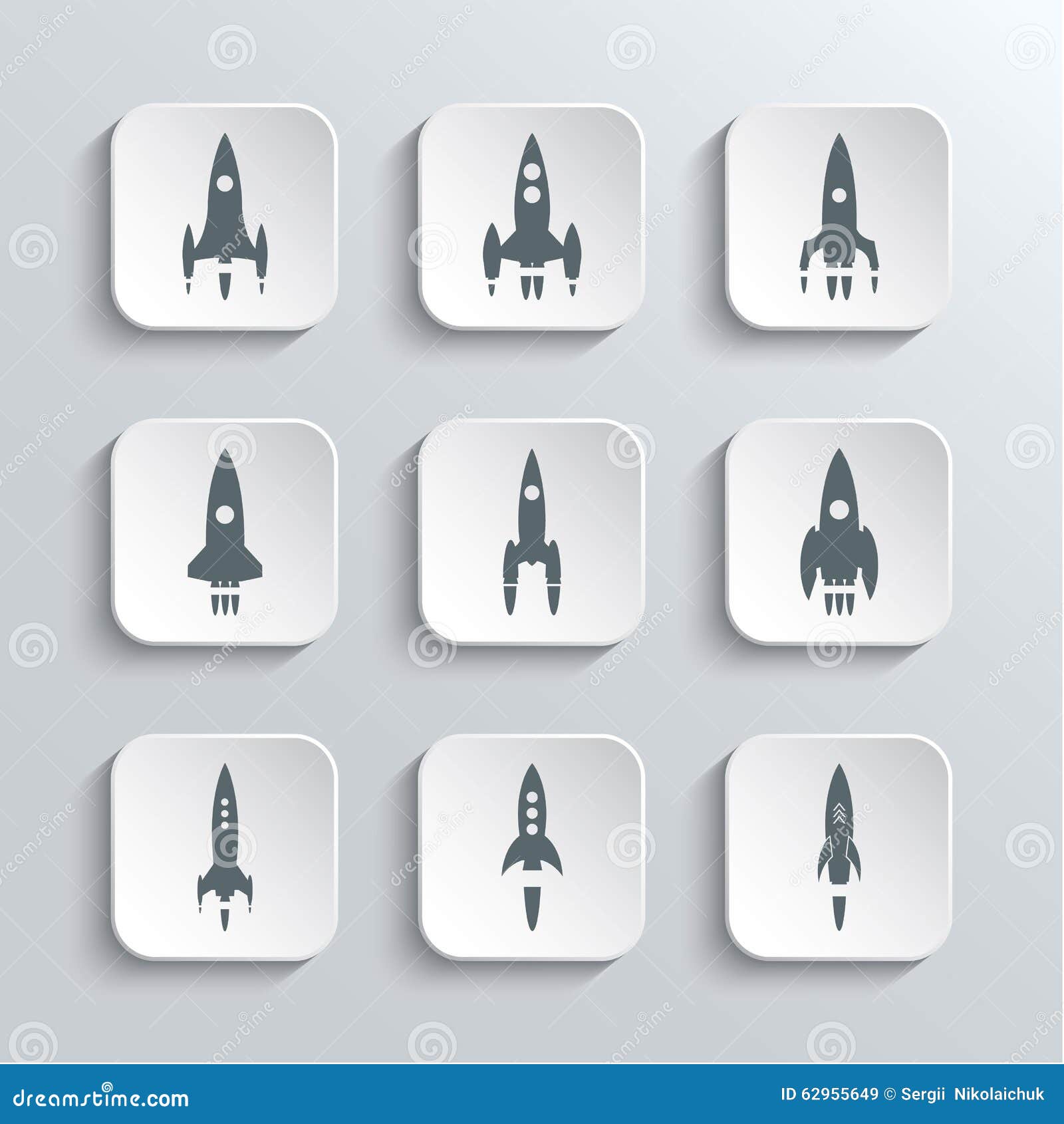 Rocket Spaceship Web Icons Set Stock Vector - Illustration of shuttle ...