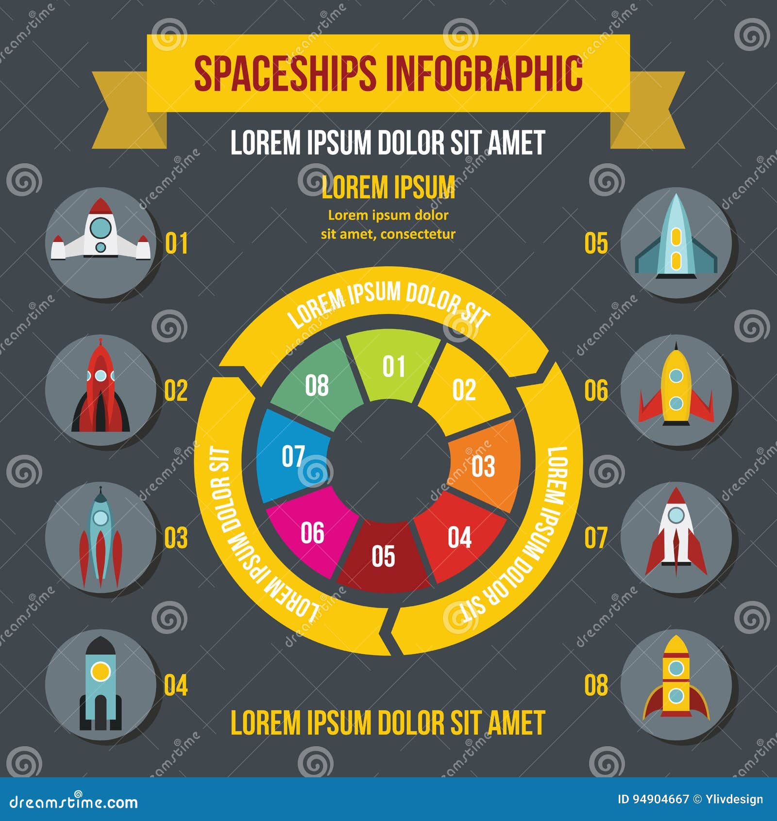 Rocket Spaceships Infographic Concept, Flat Style Stock Vector ...
