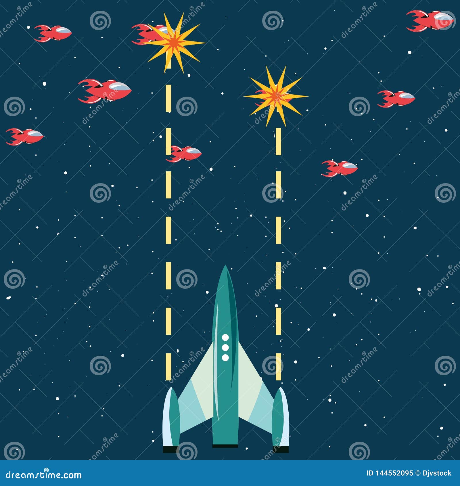Rocket Spaceships Space Battle Stock Illustration - Illustration of ...