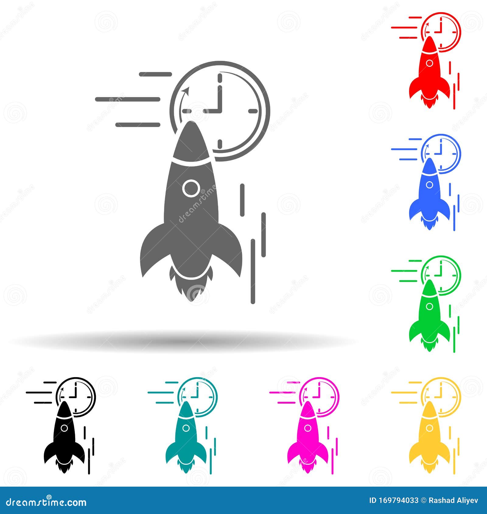 Rocket Speed Multi Color Style Icon. Simple Glyph, Flat Vector of Speed ...