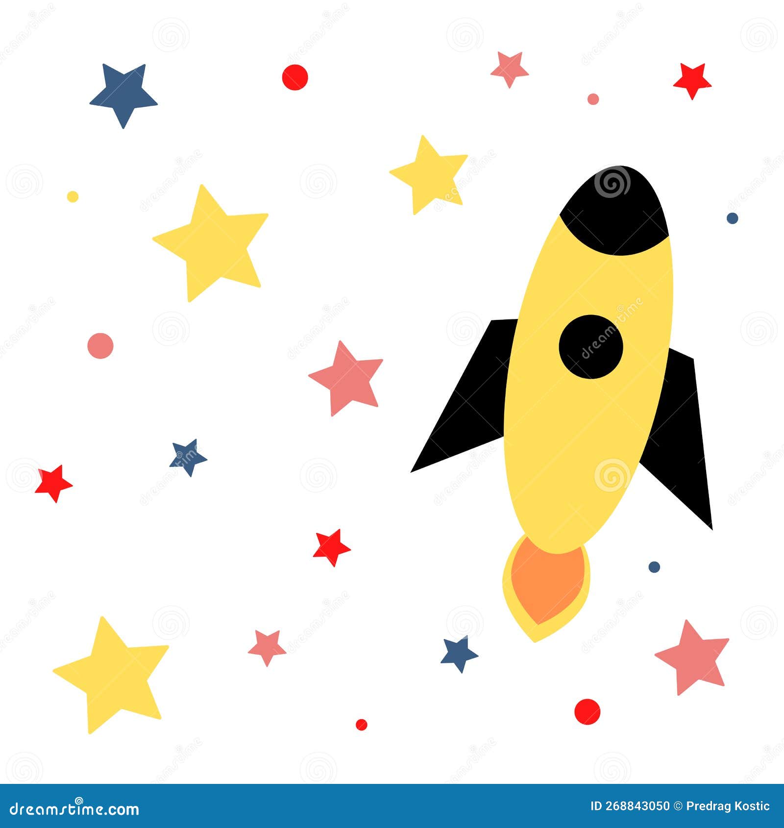 Rocket with stars stock illustration. Illustration of line - 268843050