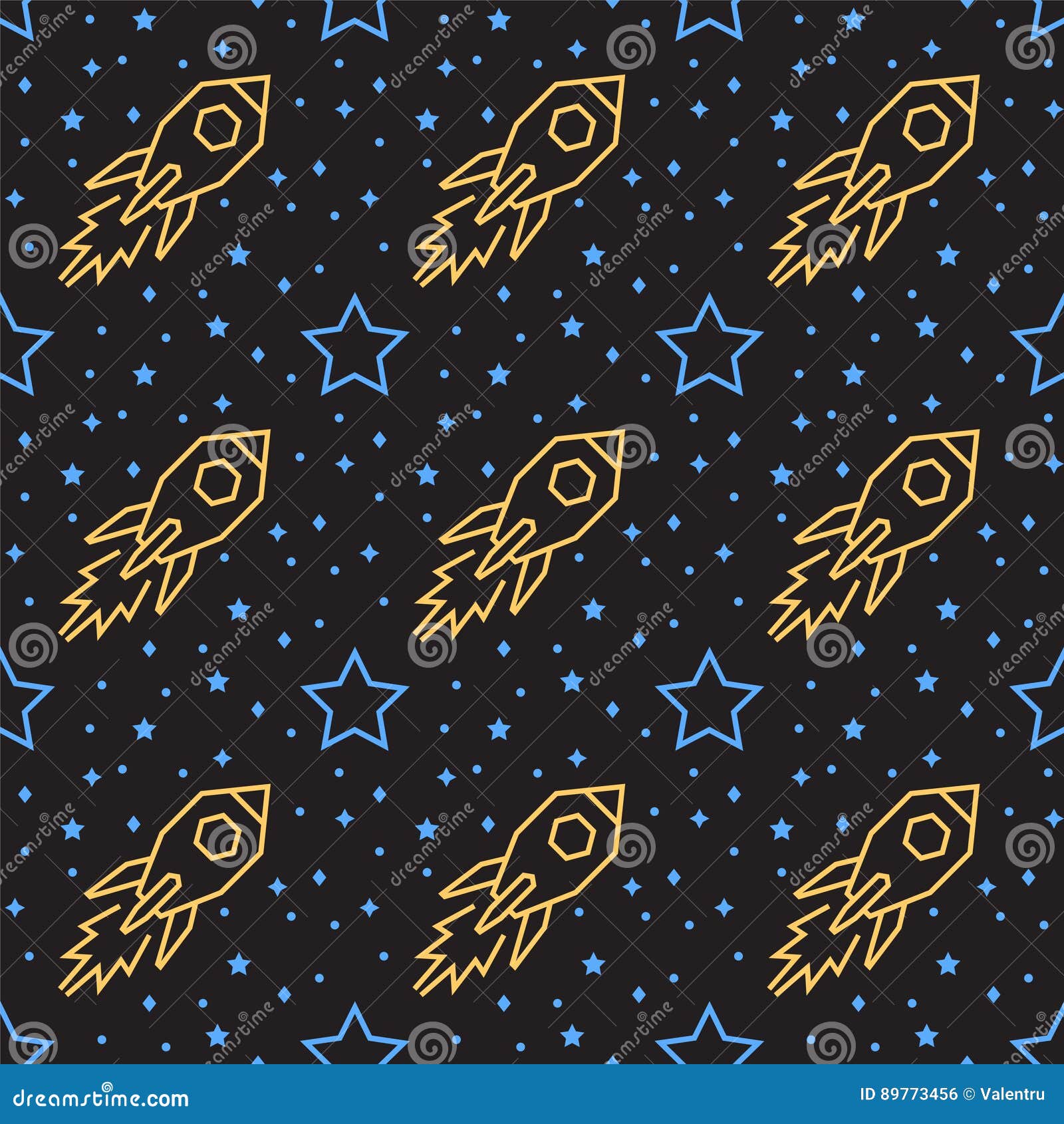 Rocket and Stars Seamless Pattern. Geometric Style Stock Vector ...
