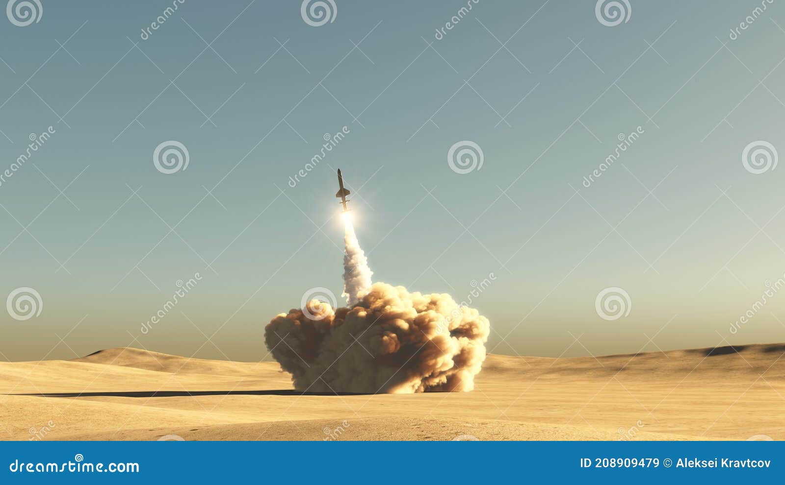 Rocket start from desert stock illustration. Illustration of explosive ...