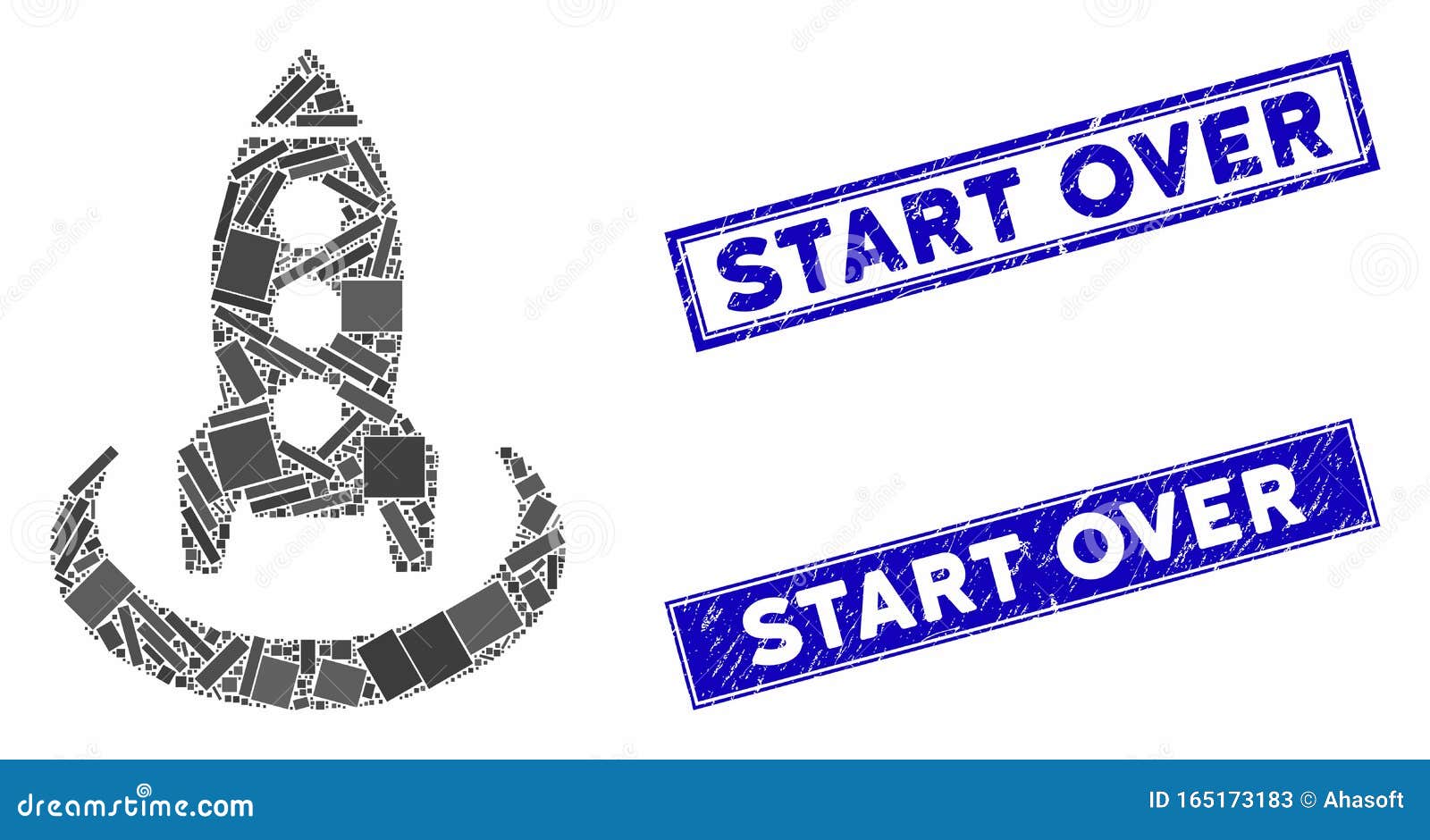 Rocket Start Position Mosaic and Grunge Rectangle Start Over Stamps ...