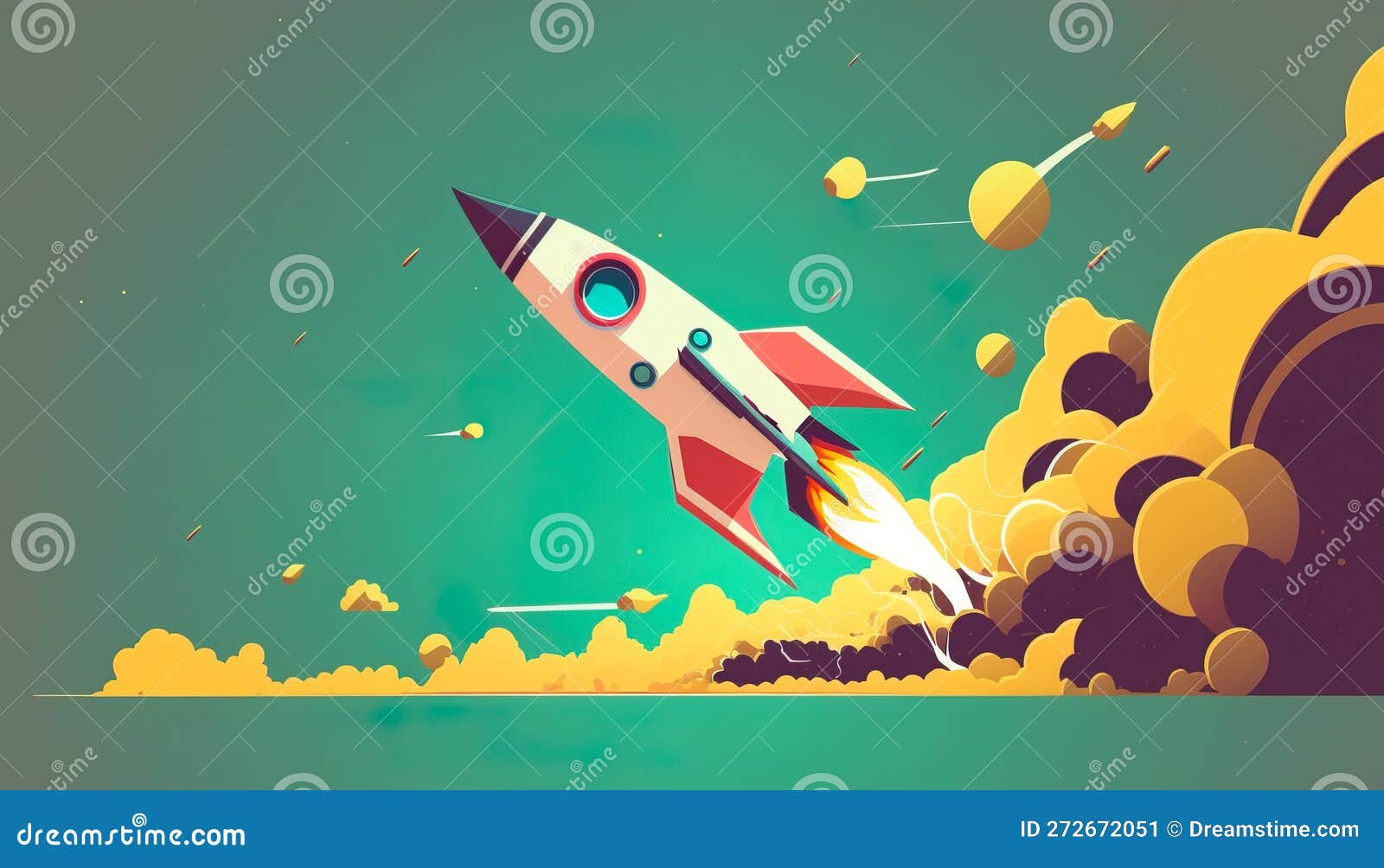 Rocket Start Up - Against a Flat, Minimalist Background, the Rocket ... Rocket Start Up - Against a Flat, Minimalist Background, the Rocket ...