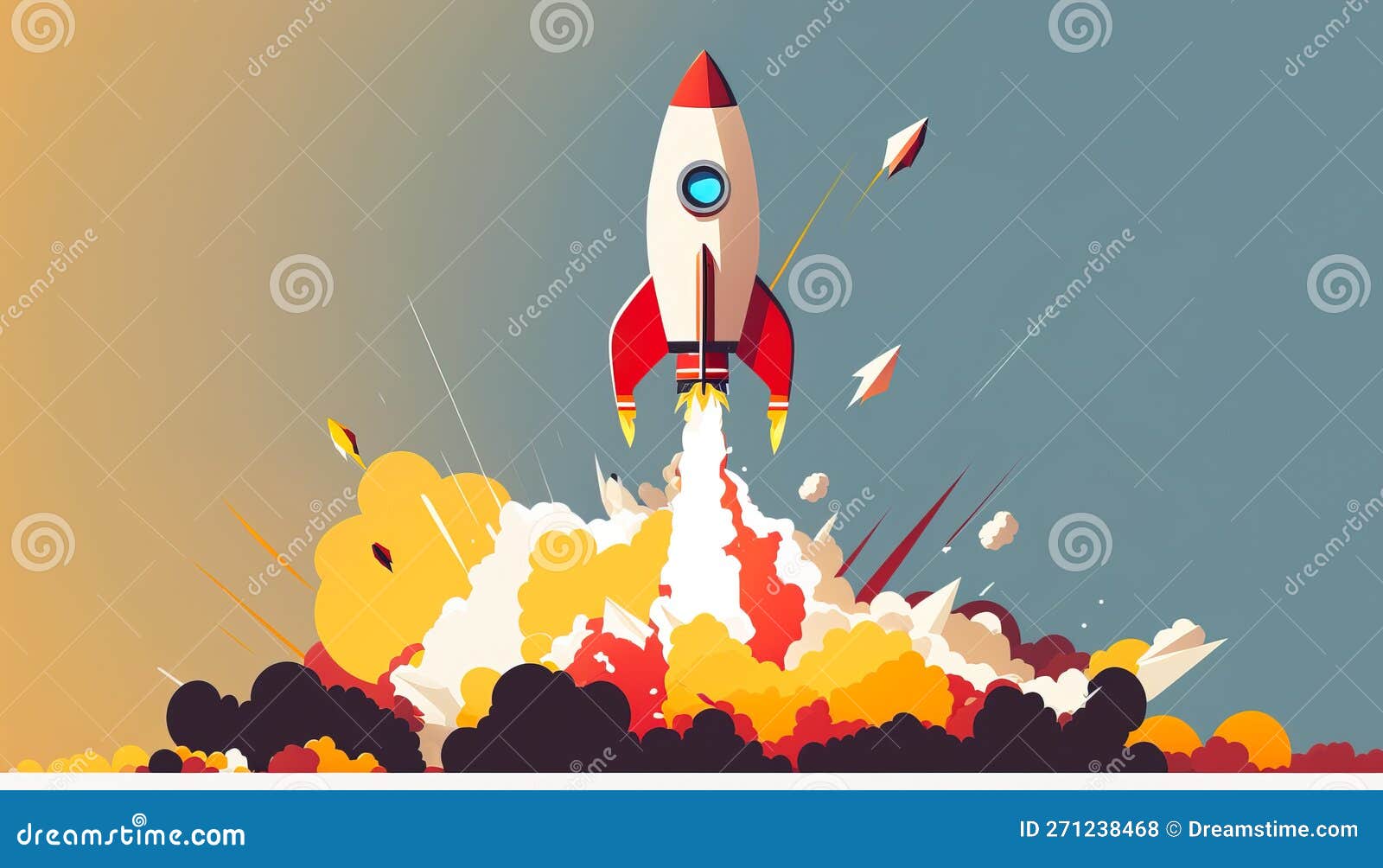 Rocket Start Up - As the Rocket Rises Higher and Higher, it Becomes a ...
