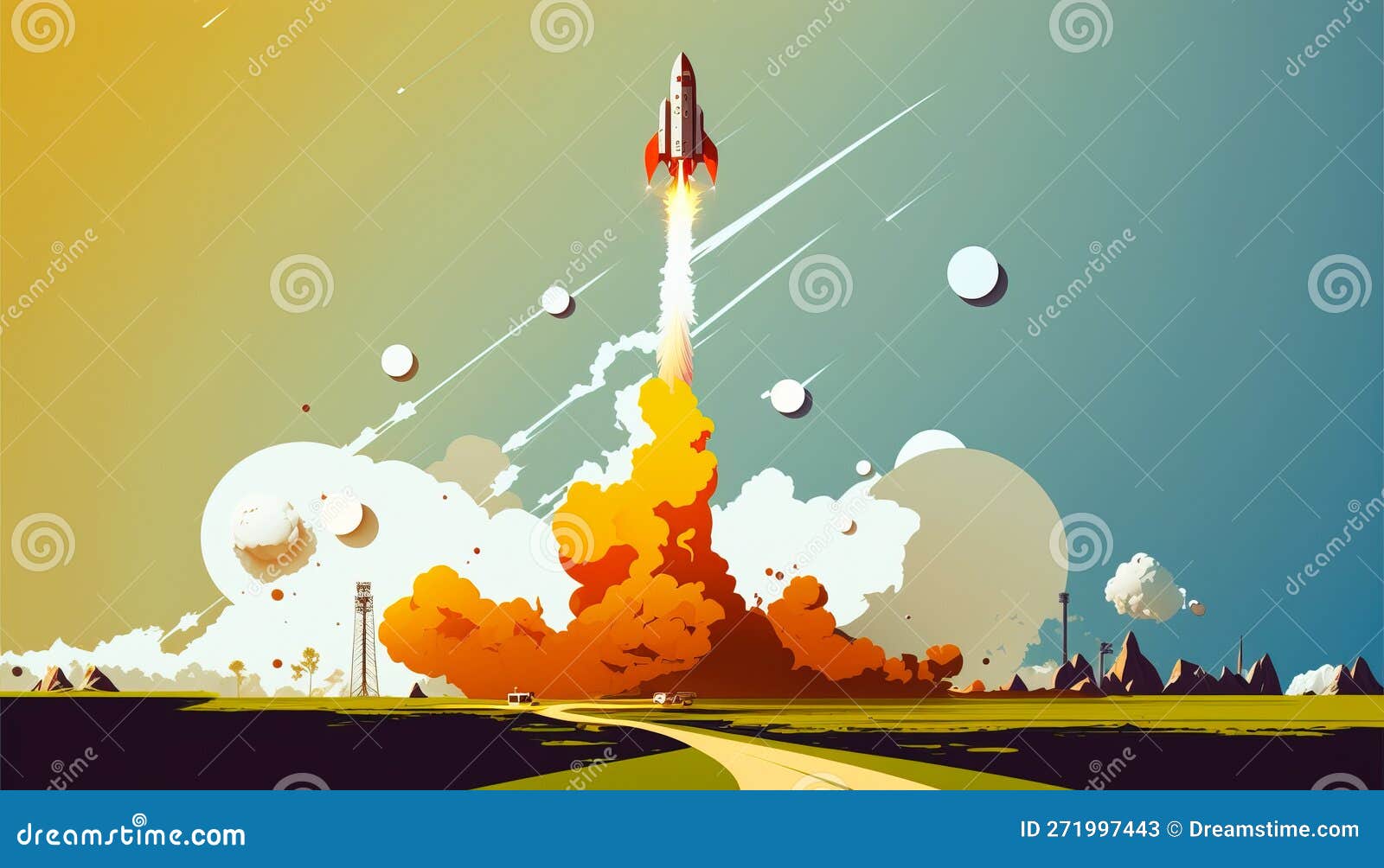 Rocket Start Up - As the Rocket Rises Higher and Higher, it Becomes a ...