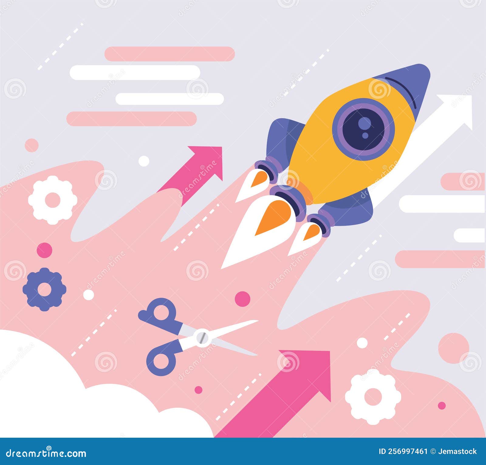 Rocket start up and gears stock vector. Illustration of gears - 256997461