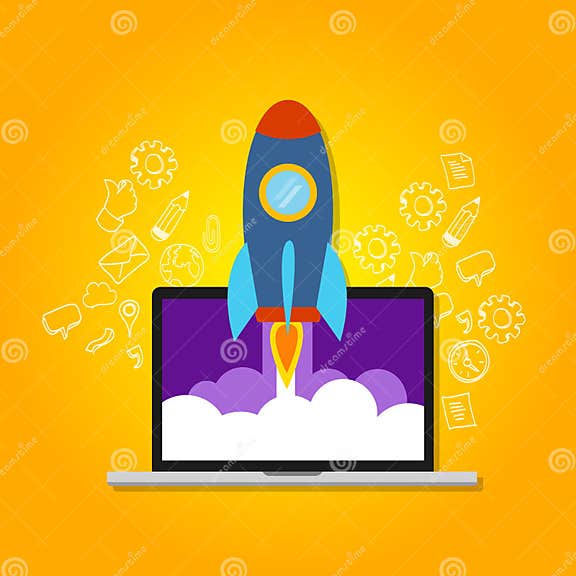 Rocket Start Up Technology Launch Stock Vector - Illustration of ...