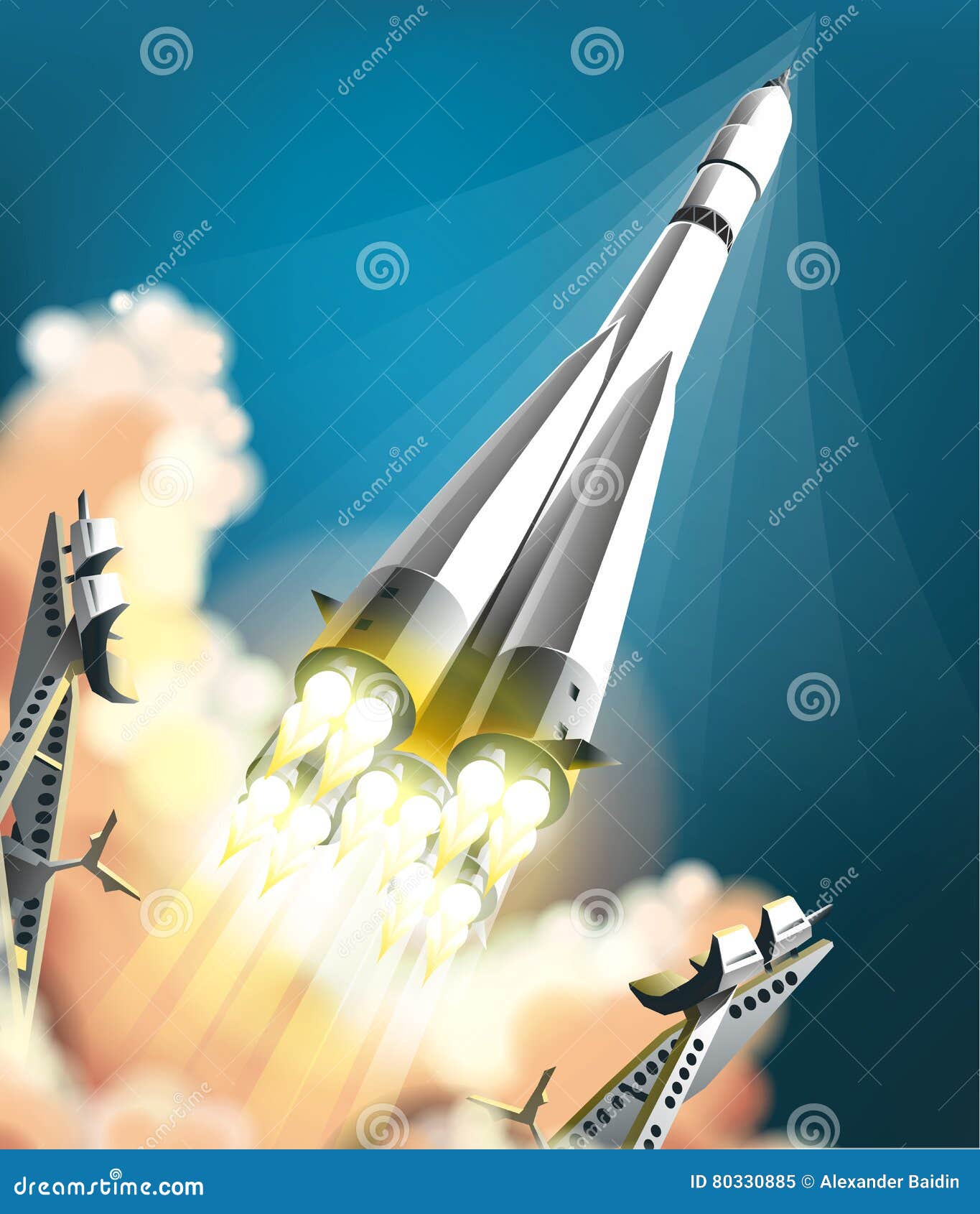 Rocket Start Whith Smoke. Startup. Stock Illustration - Illustration of ...