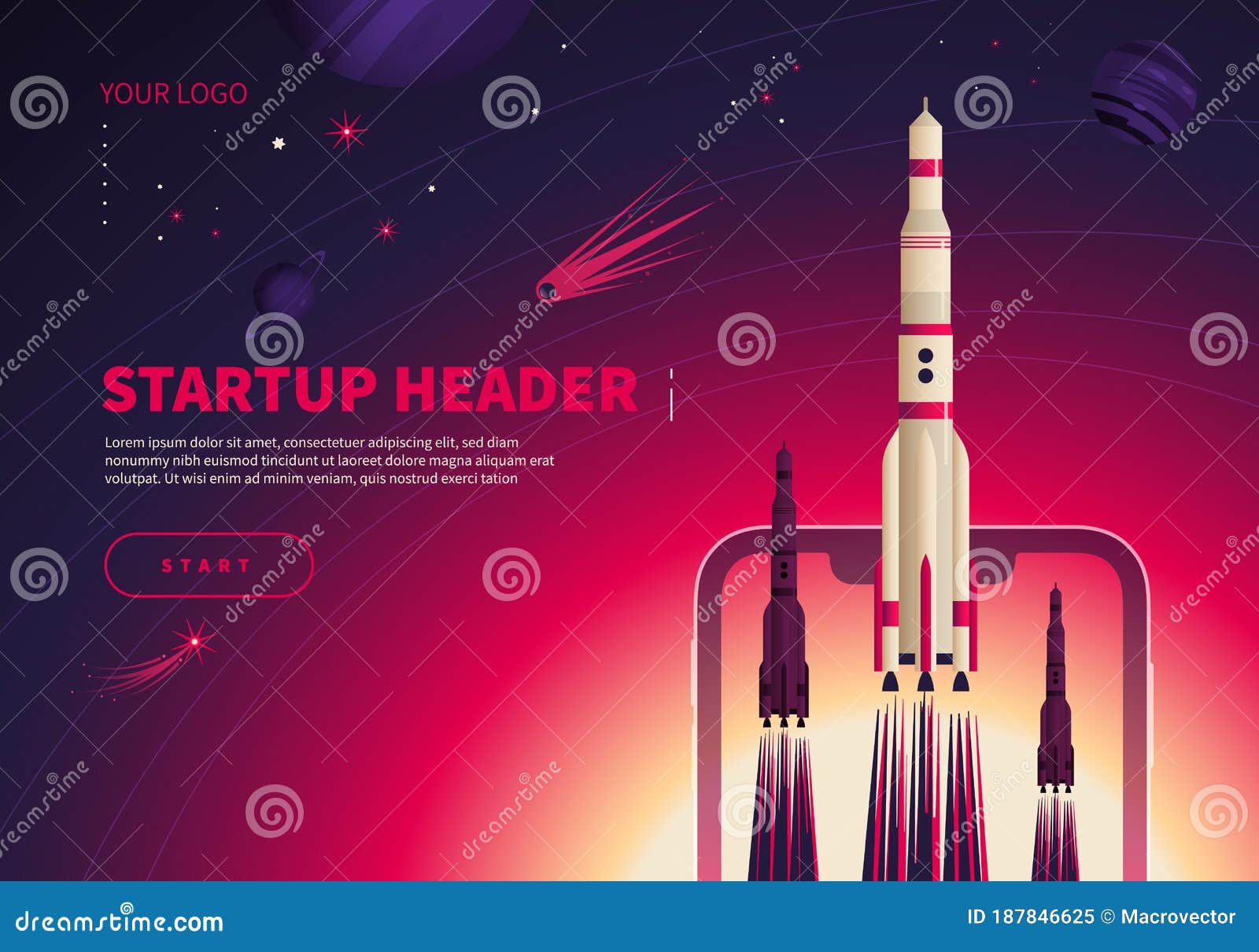 Rocket Startup Concept Banner Stock Illustration - Illustration of ...