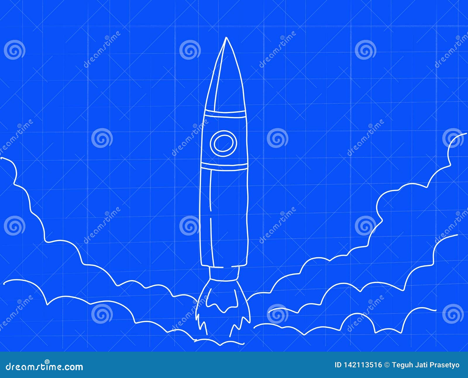 Rocket Startup Launch Blueprint Concept Doodle Art - Image Illustration ...