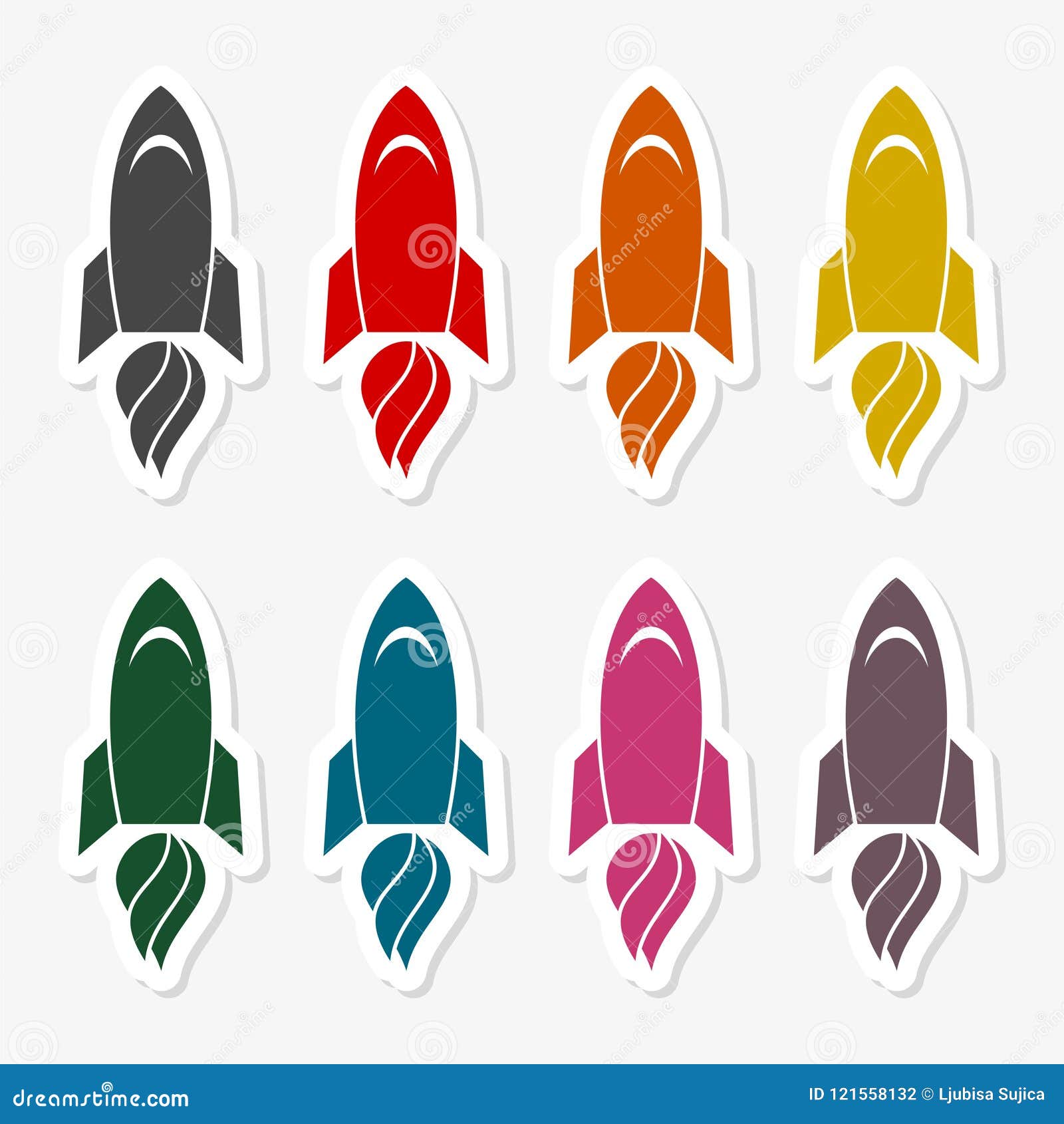 Rocket sticker set stock vector. Illustration of shuttle - 121558132