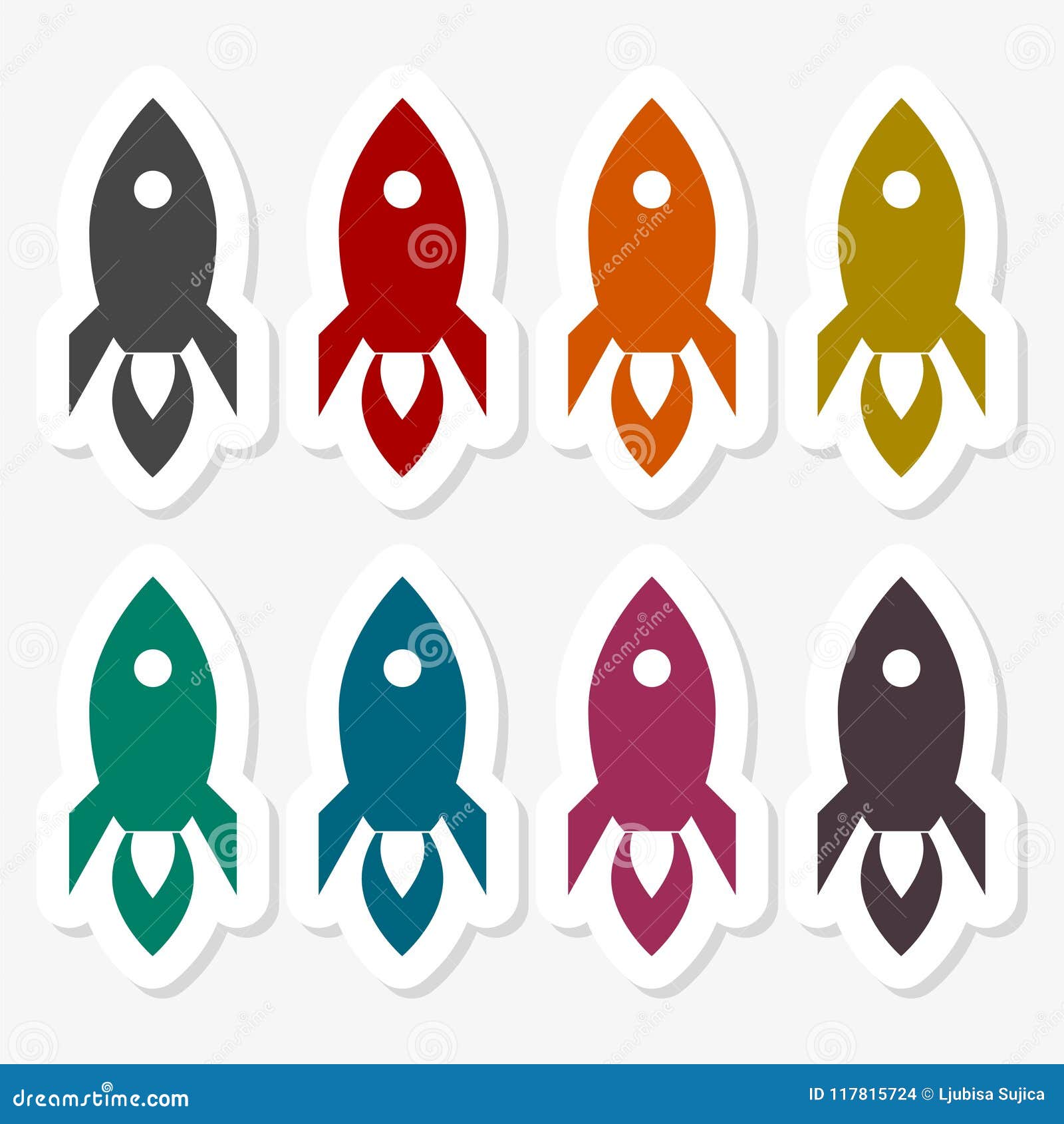 Rocket stickers set stock vector. Illustration of future - 117815724