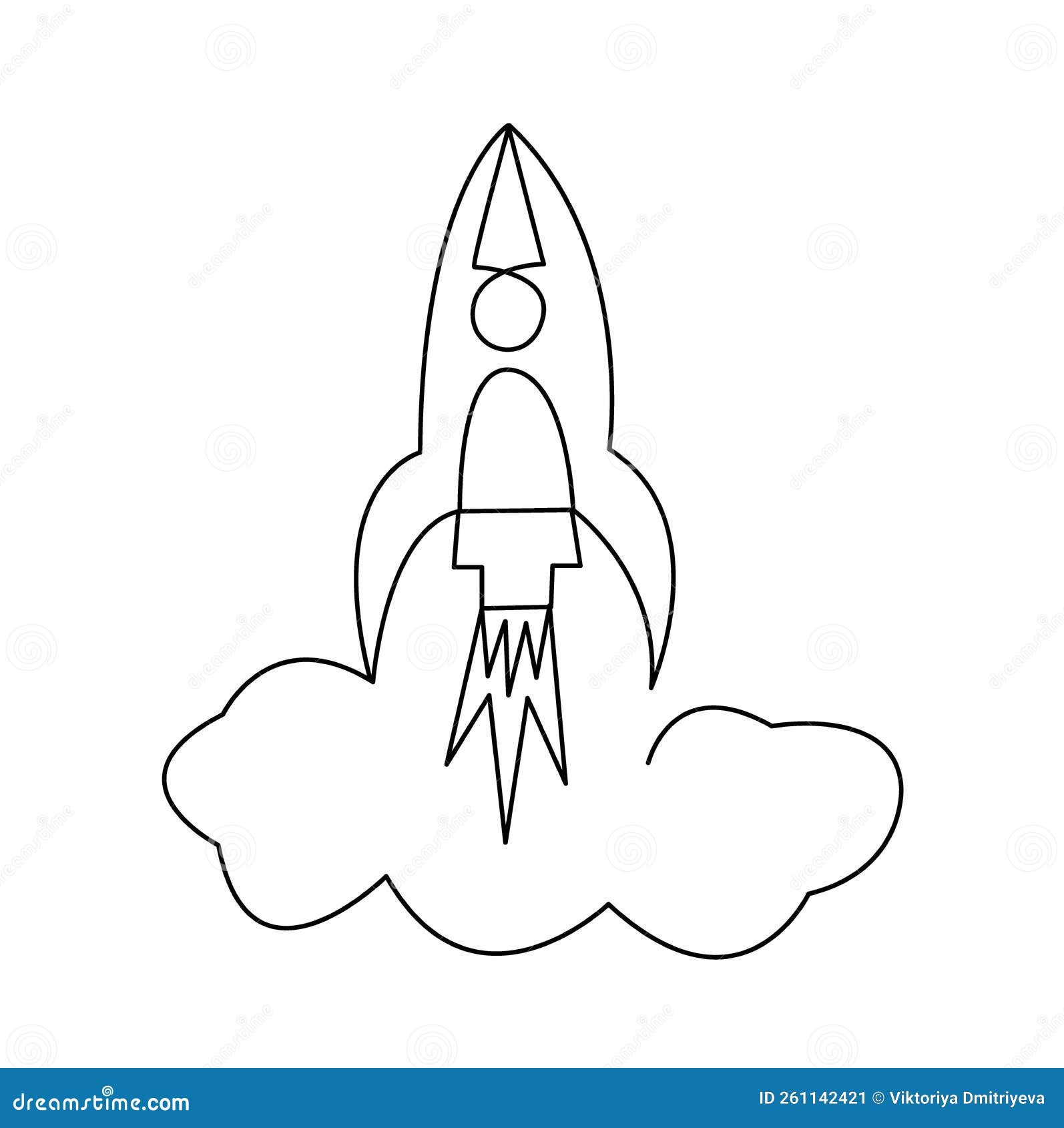 Rocket in the Style of Line Art Stock Vector - Illustration of ...