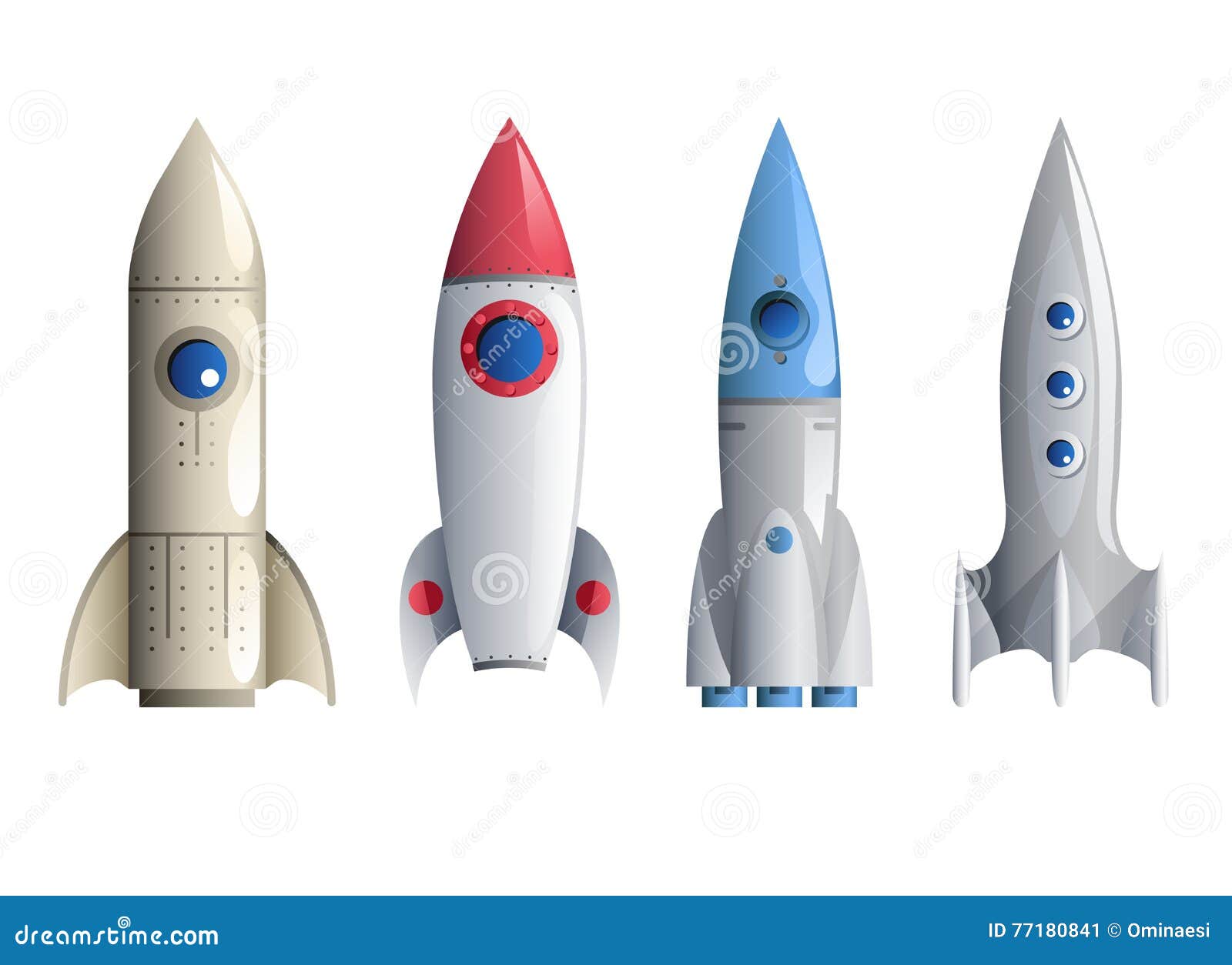 Rocket Symbol Icons Set Realistic Template Vector Illustration Stock ...