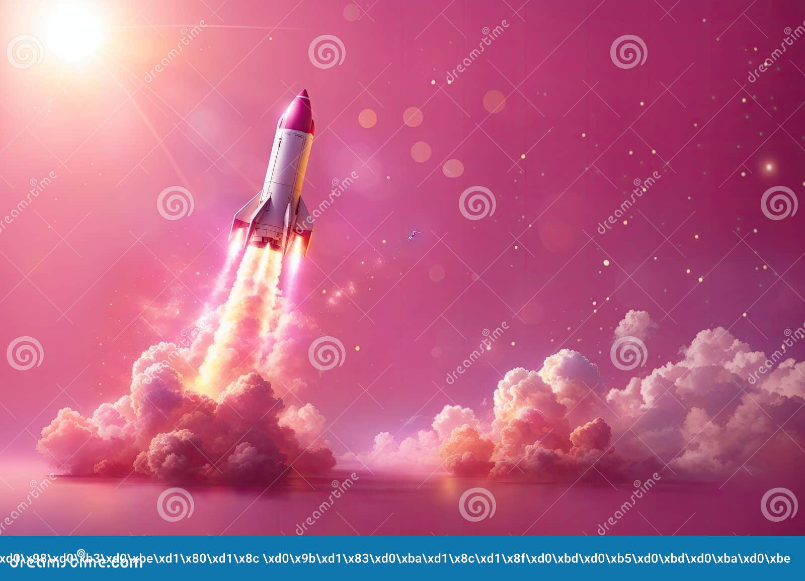 Rocket Take Off on Pink Background. Ai Generative Stock Photo - Image ...
