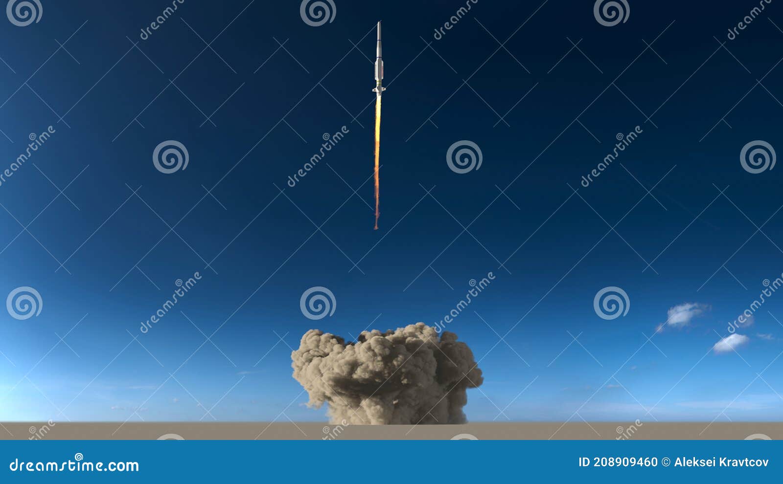 Rocket take off on sky stock illustration. Illustration of supersonic ...