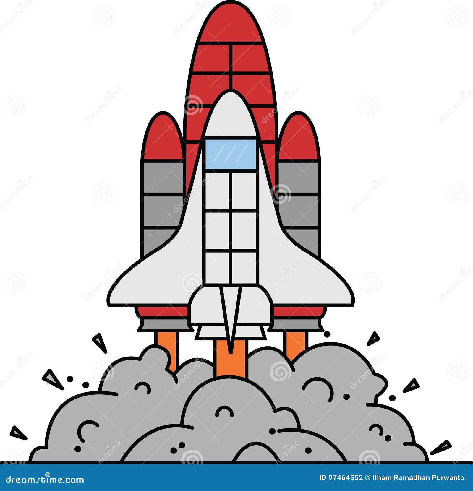 Rocket Take Off stock vector. Illustration of spaceship - 97464552