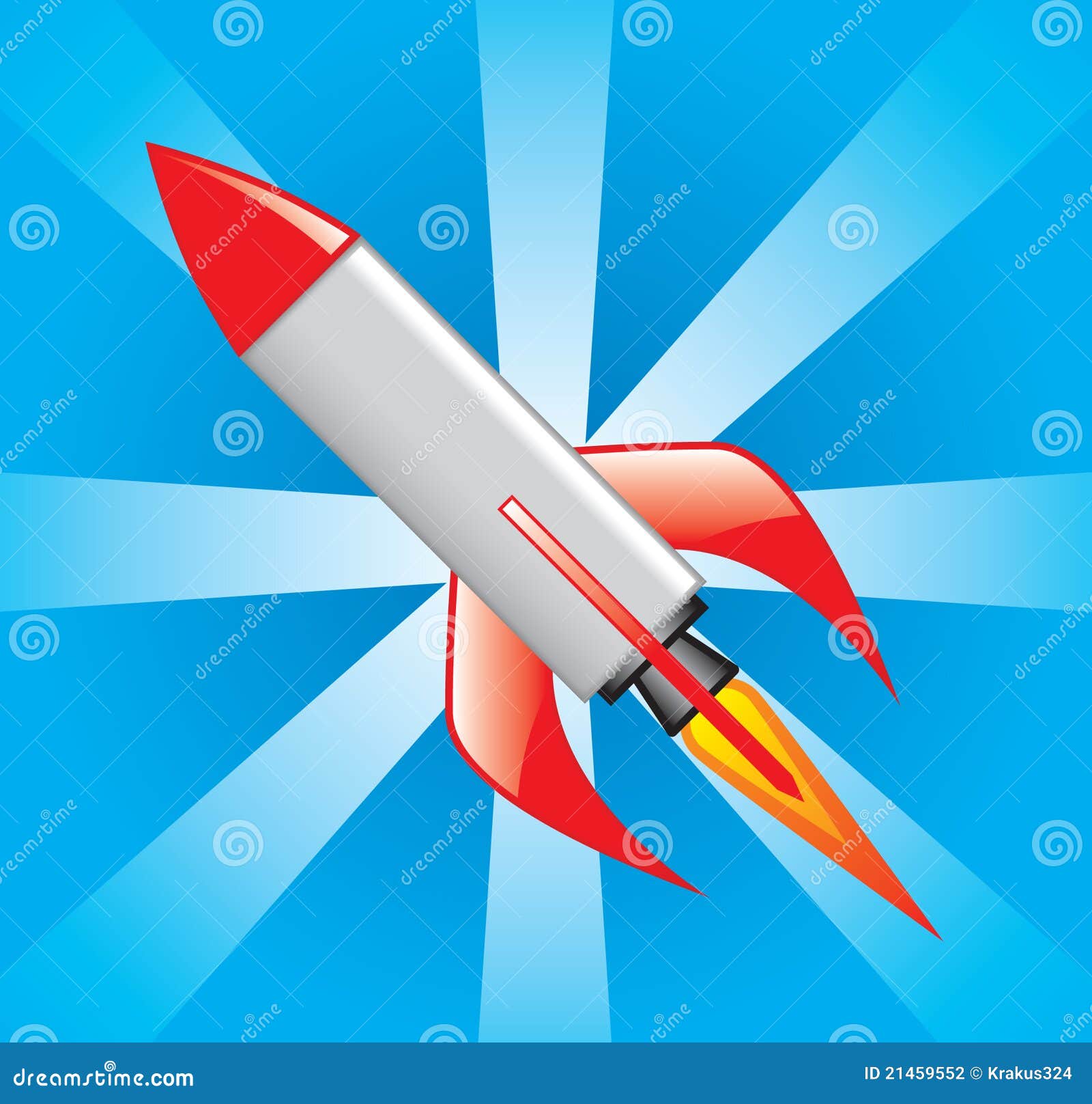 Rocket on takeoff stock illustration. Illustration of cartoon - 21459552