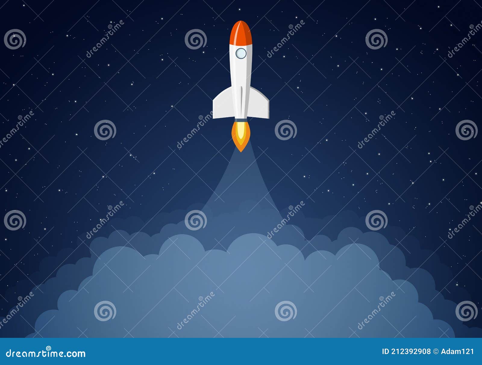 Rocket Takes Off into Outer Space Stock Illustration - Illustration of ...