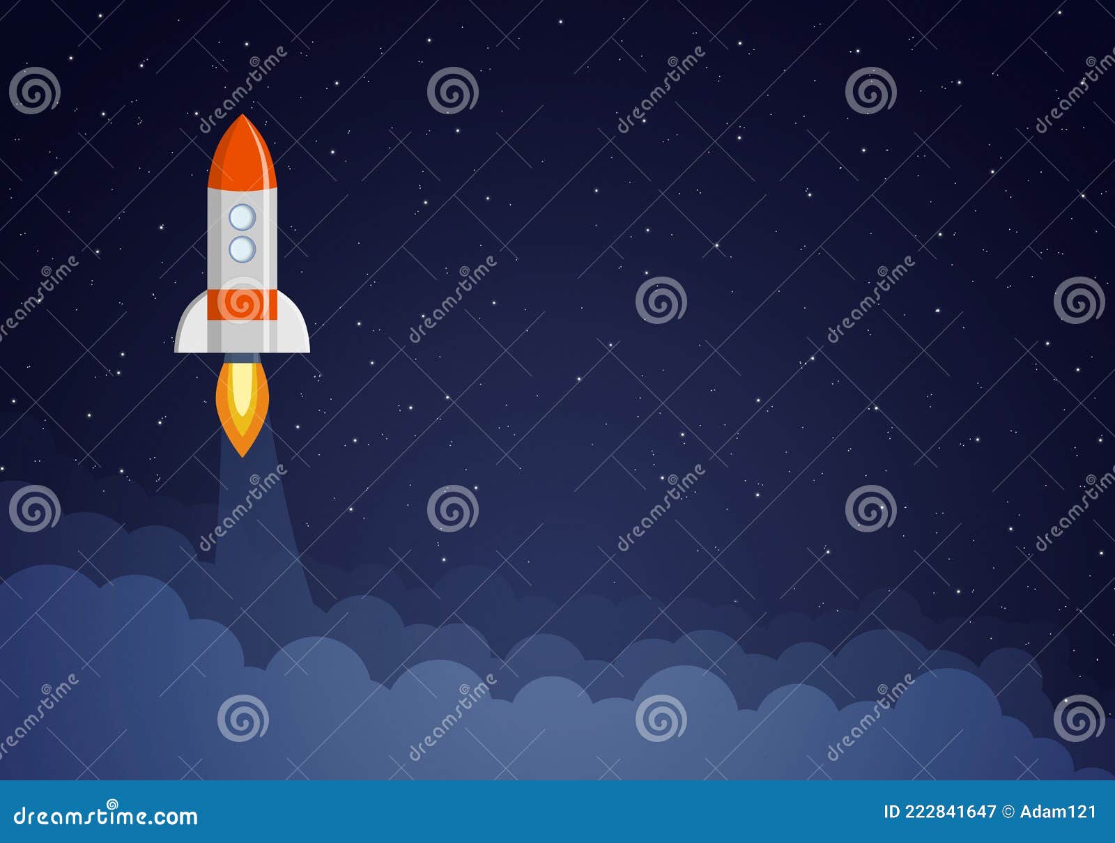 Rocket Takes Off into Outer Space Stock Illustration - Illustration of ...