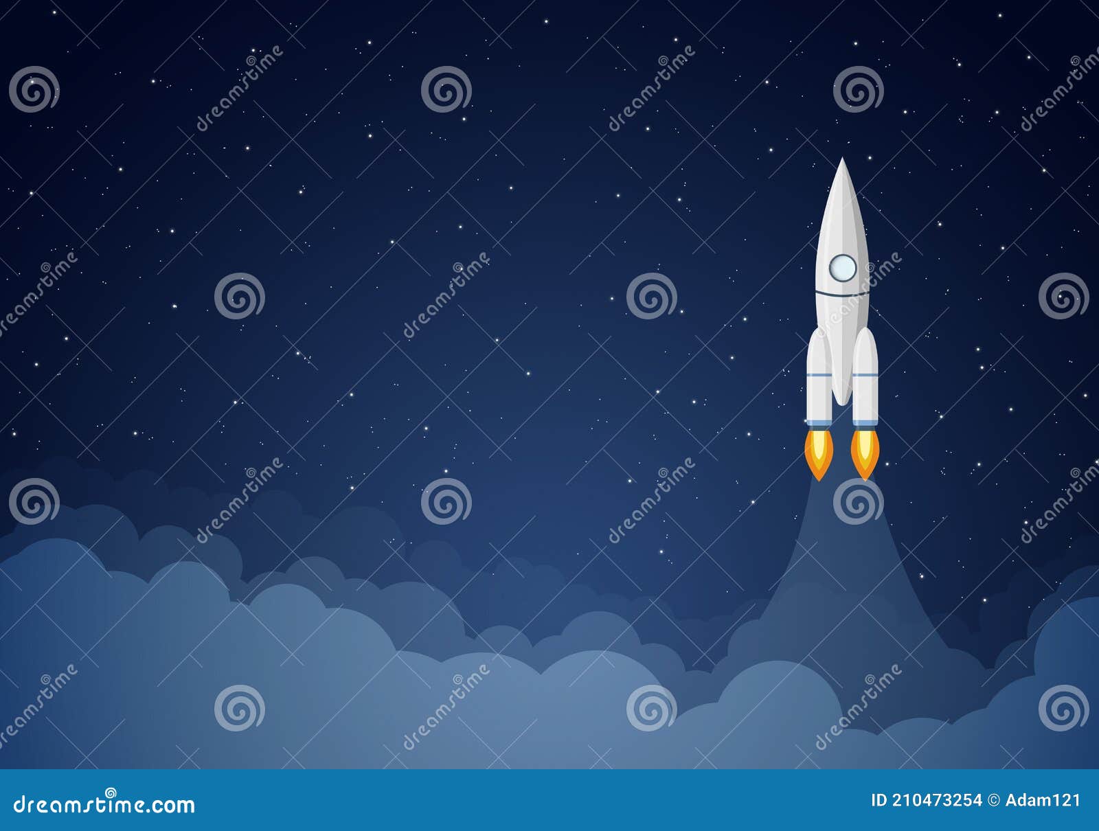 Rocket Takes Off into Outer Space Stock Photo - Image of success, flat ...