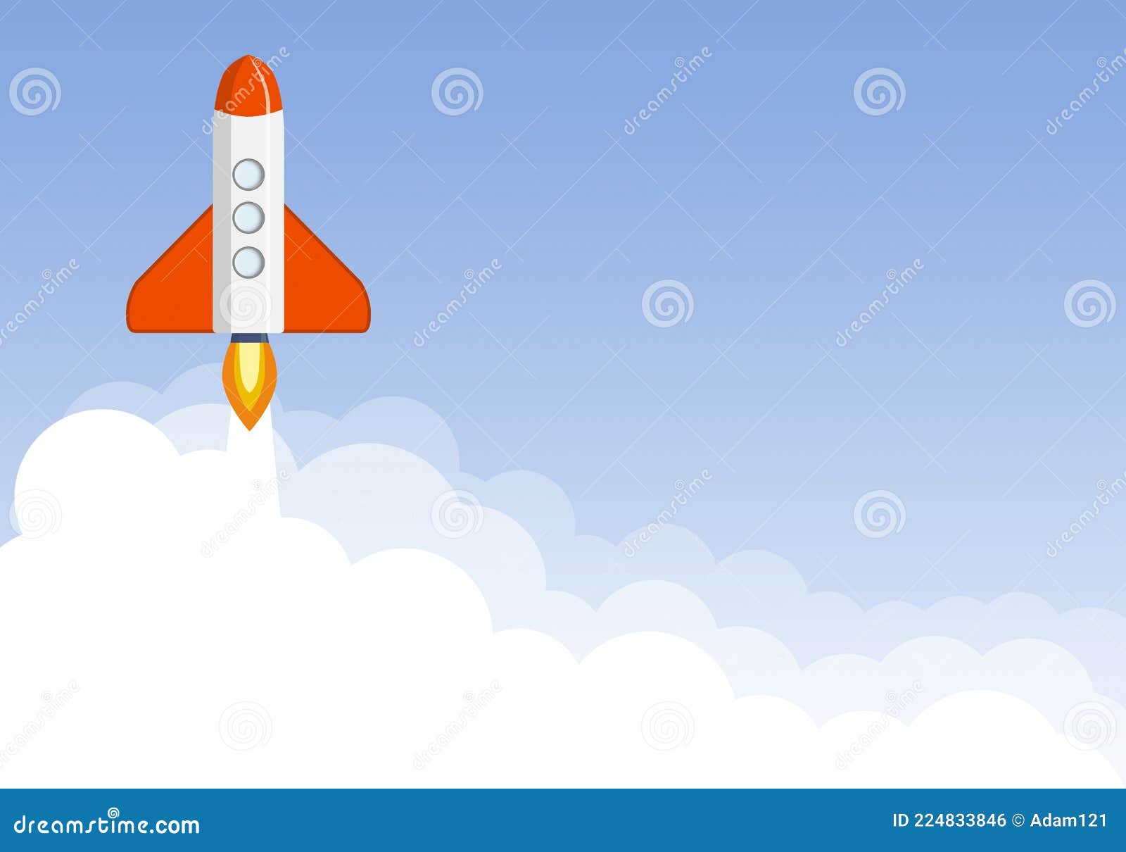 Rocket Takes Off into Outer Space Stock Illustration - Illustration of ...
