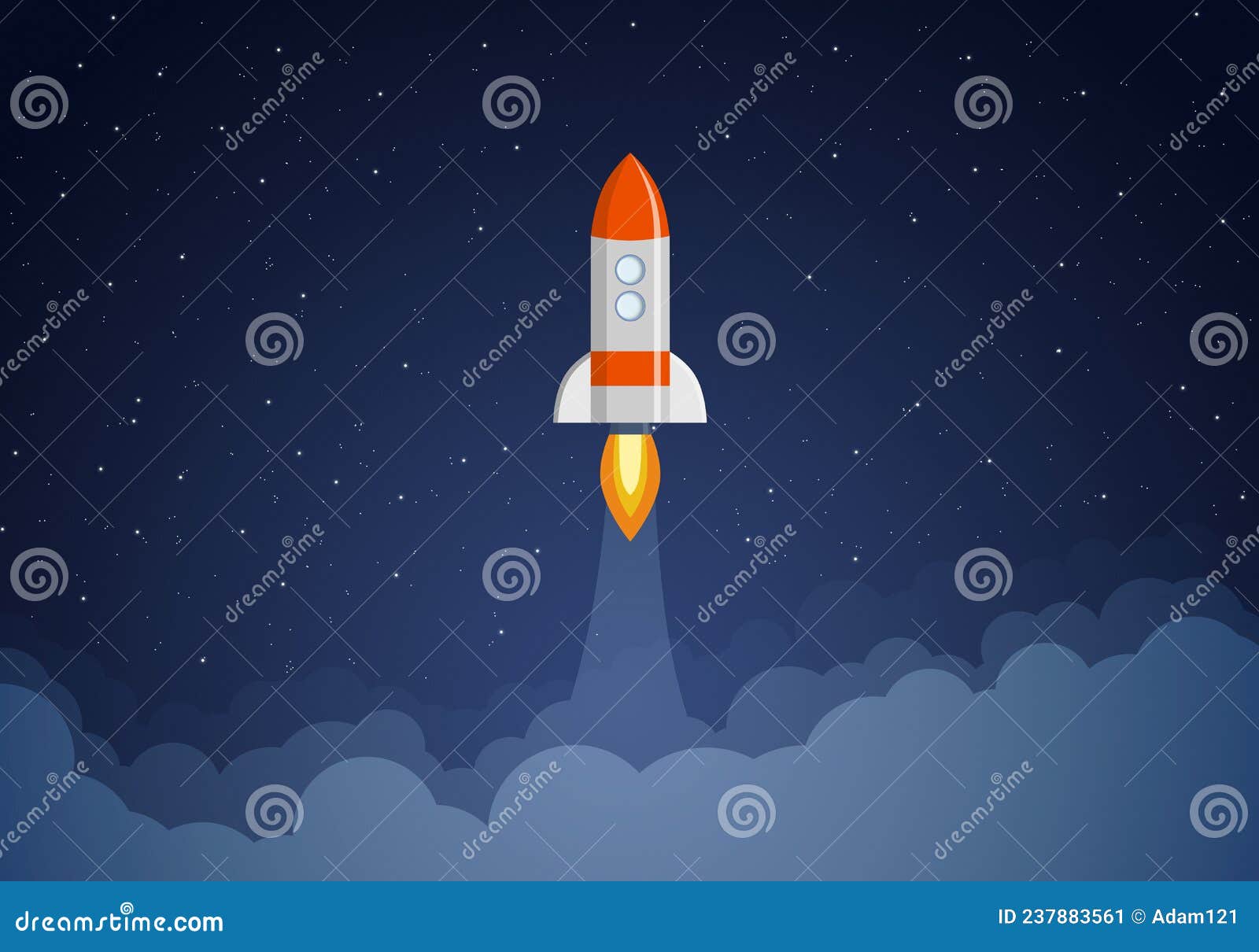Rocket Takes Off into Outer Space Stock Image - Image of development ...