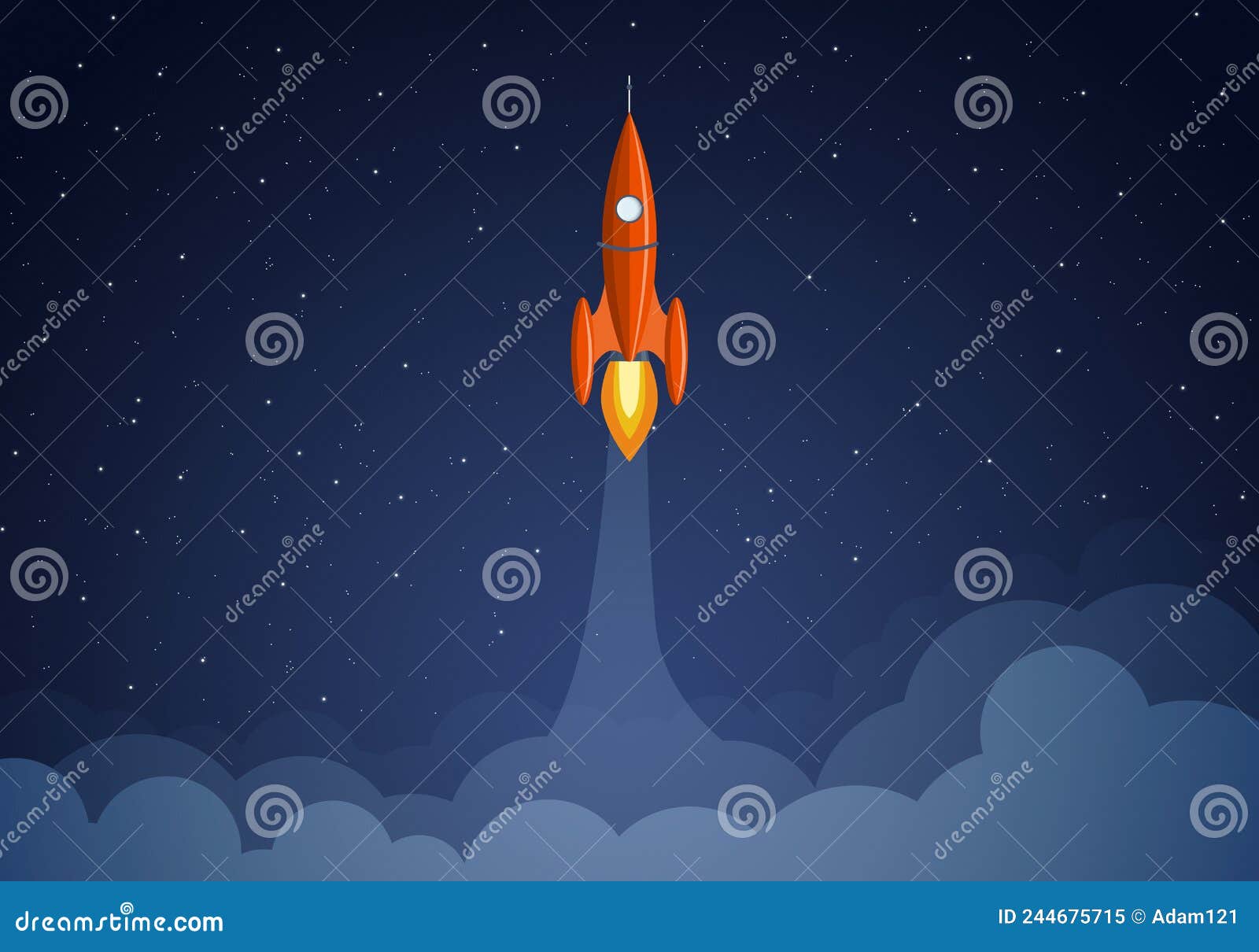 Rocket Takes Off into Outer Space Stock Illustration - Illustration of ...