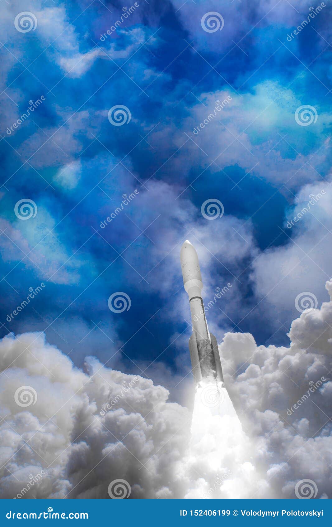Rocket Takes Off into the Sky. the Elements of this Image Furnished by ...