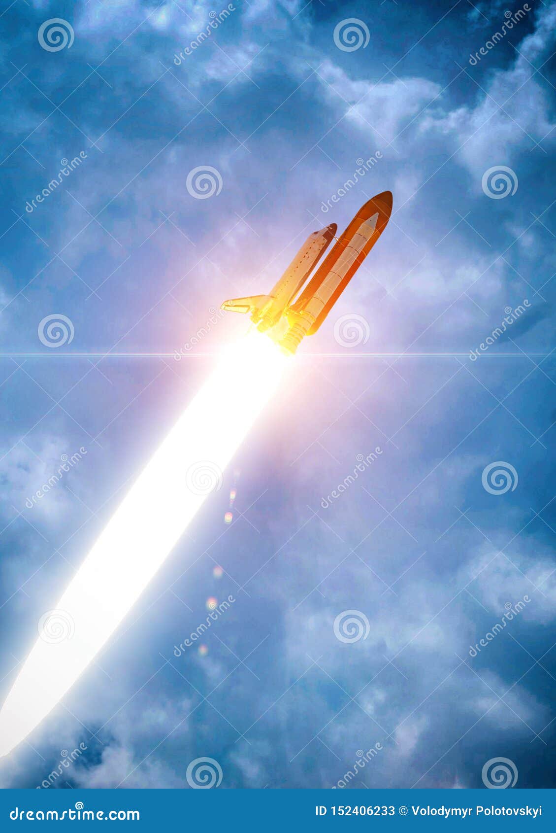 Rocket Takes Off into the Sky. the Elements of this Image Furnished by ...