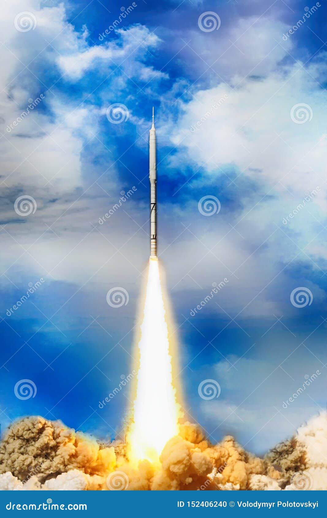 Rocket Takes Off into the Sky. the Elements of this Image Furnished by ...
