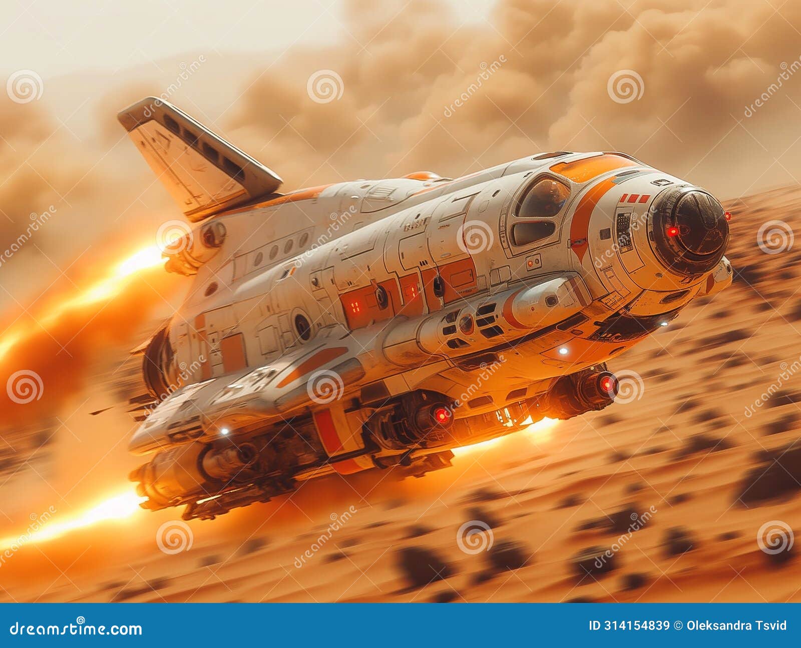 Rocket Takes Off in the Sky. Spaceship Begins the Mission Stock Image ...