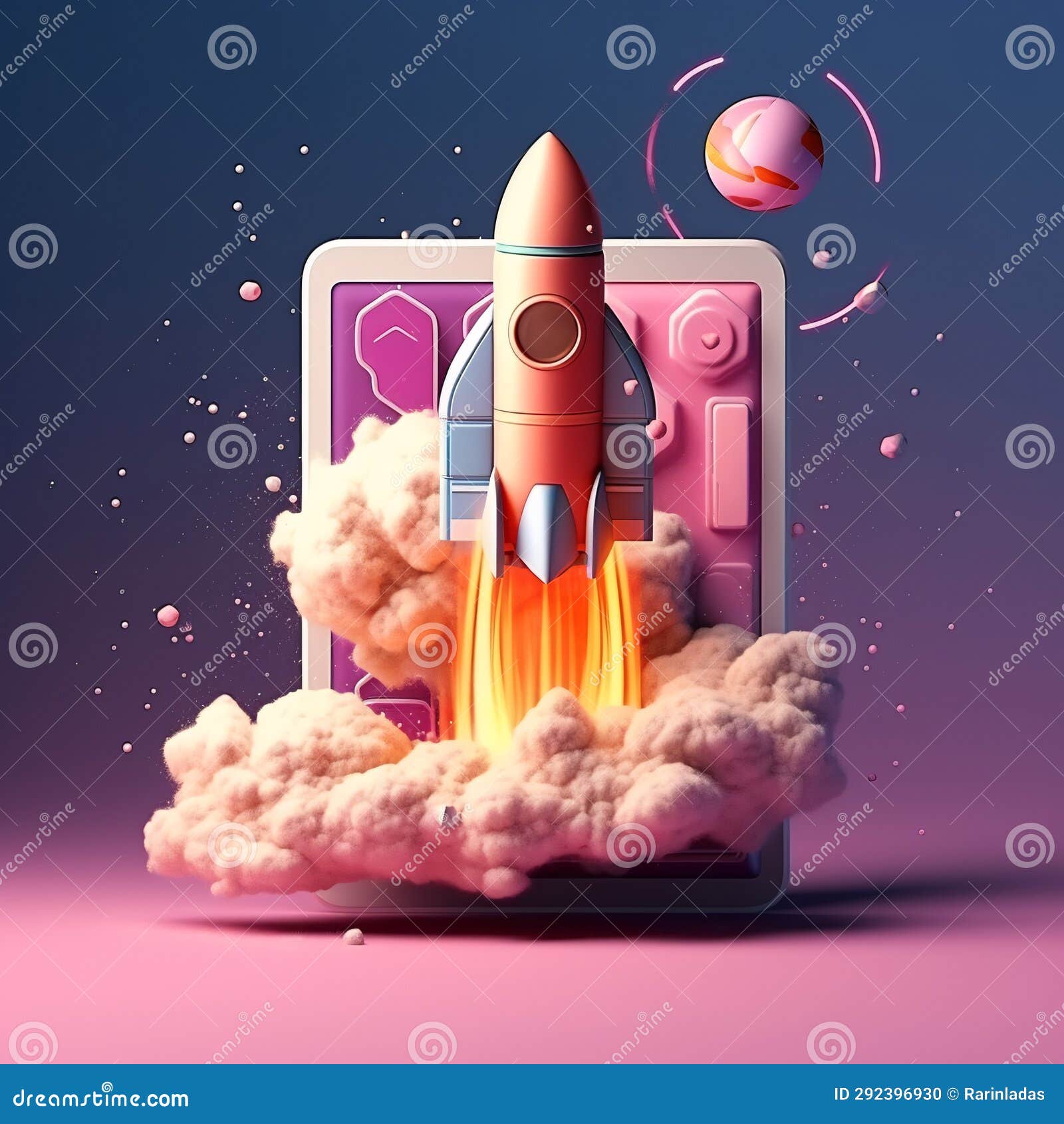 Rocket Takes Off from Tablet in Technology Concept Photo Stock ...