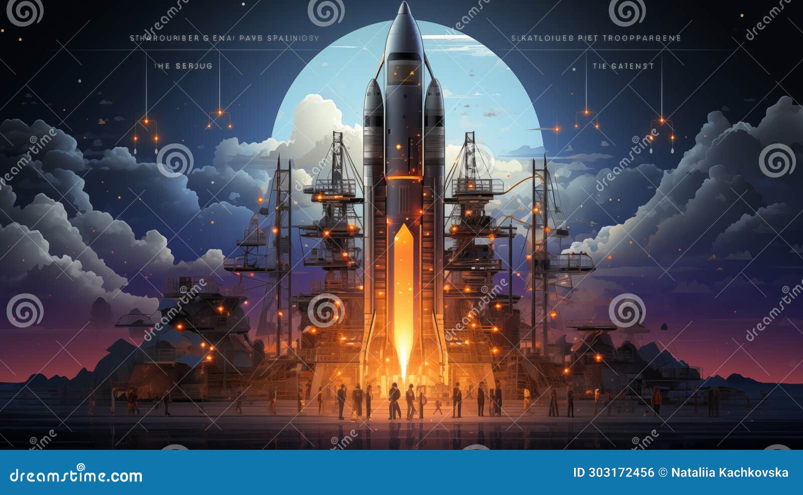 Rocket taking off stock illustration. Illustration of atlantis - 303172456
