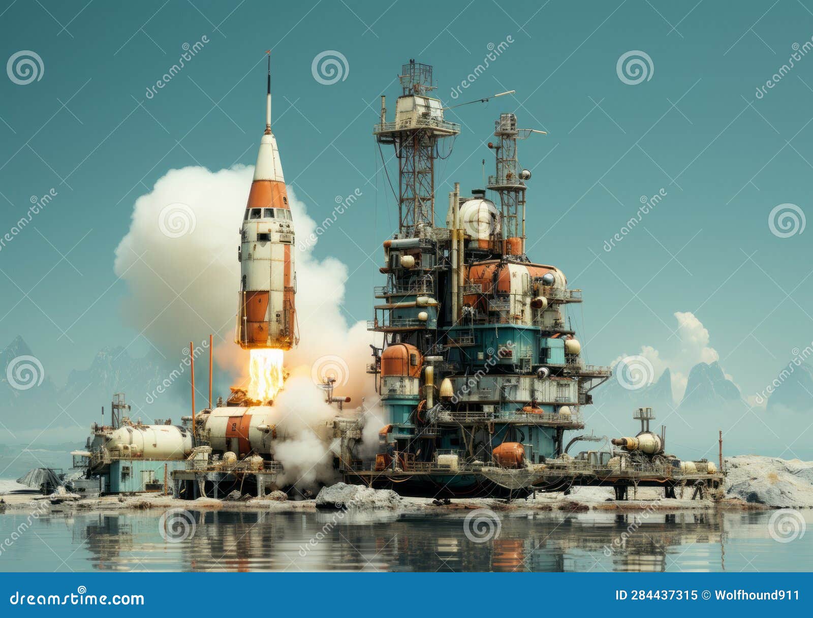 A Rocket Taking Off with Cameras and Drones. AI Generated Stock ...