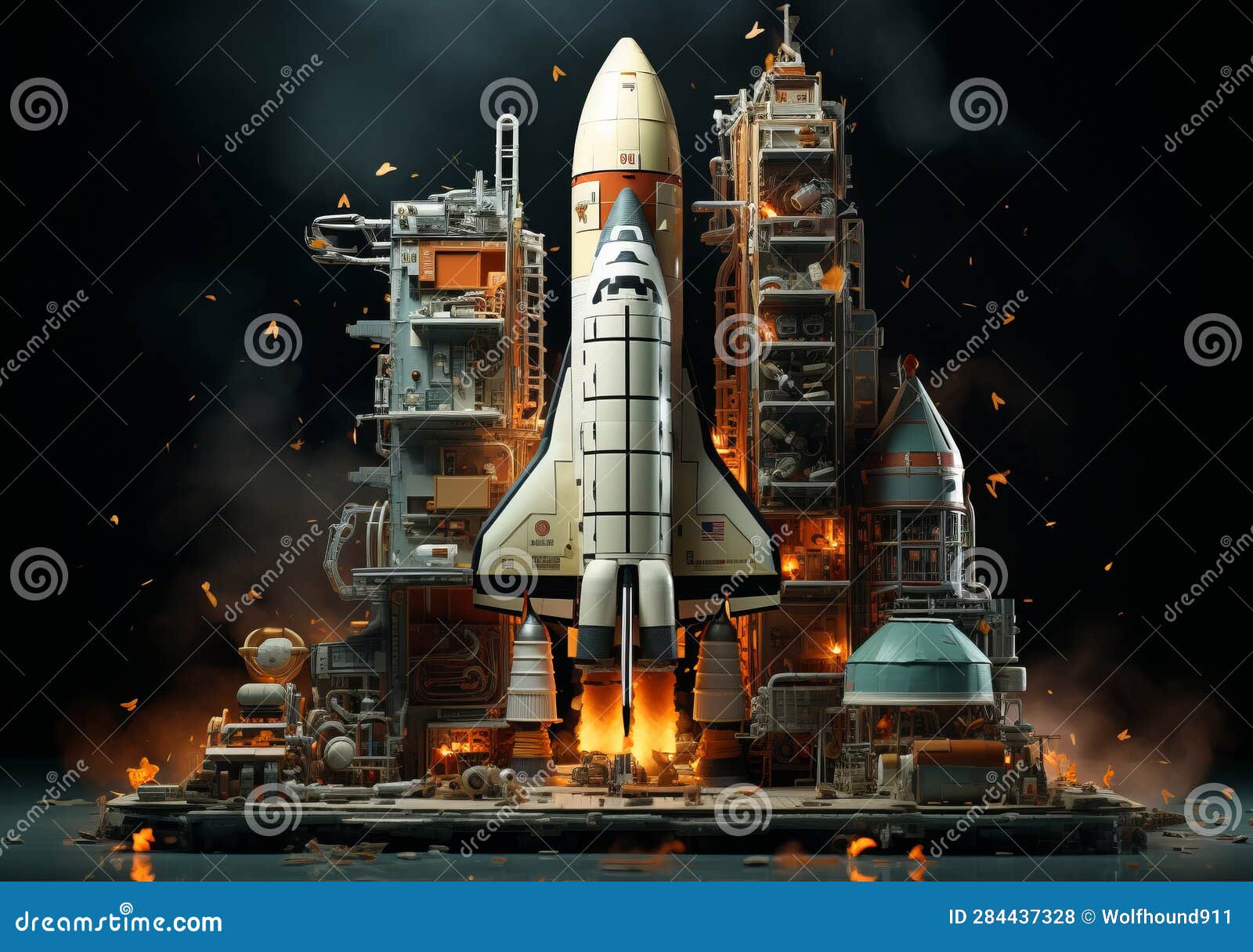 A Rocket Taking Off with Cameras and Drones. AI Generated Stock ...